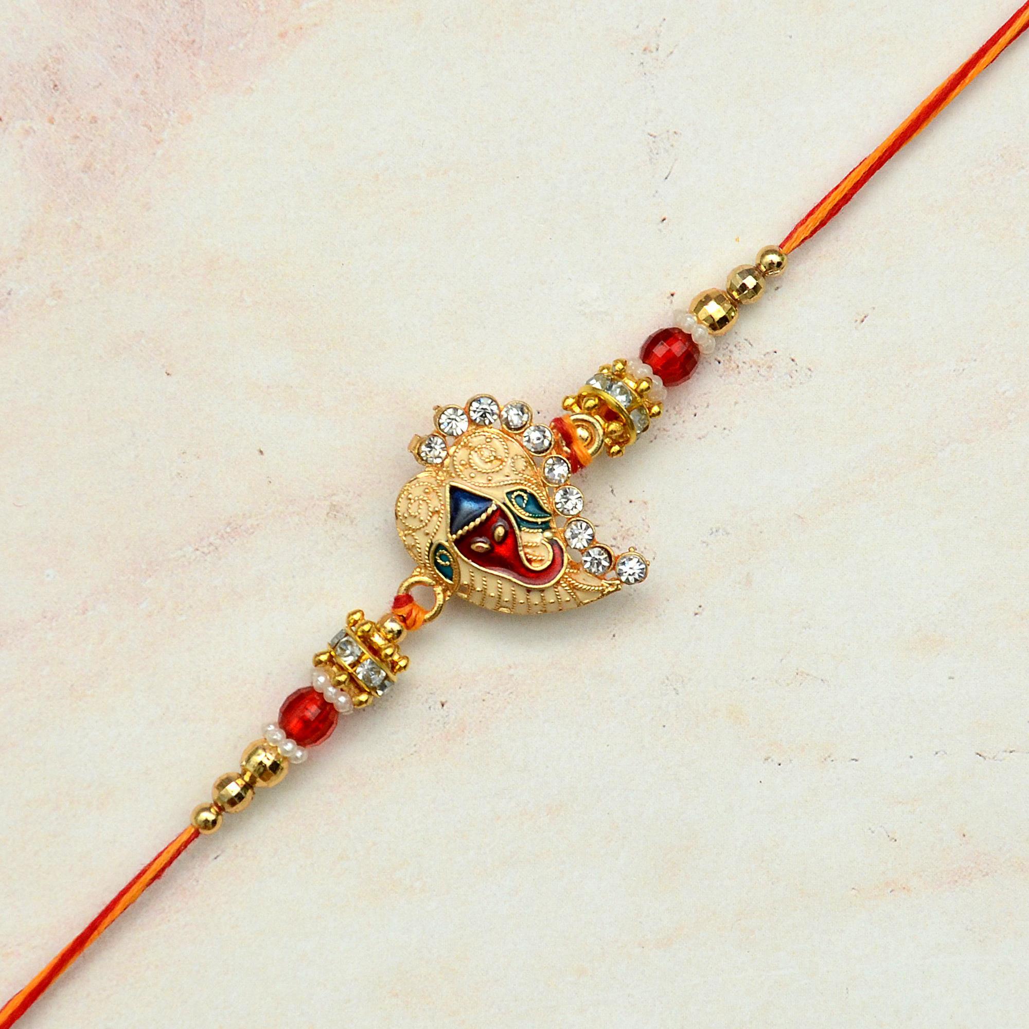 Ganesh in Leaf with Mouli Rakhi | Exclusive Rakhi