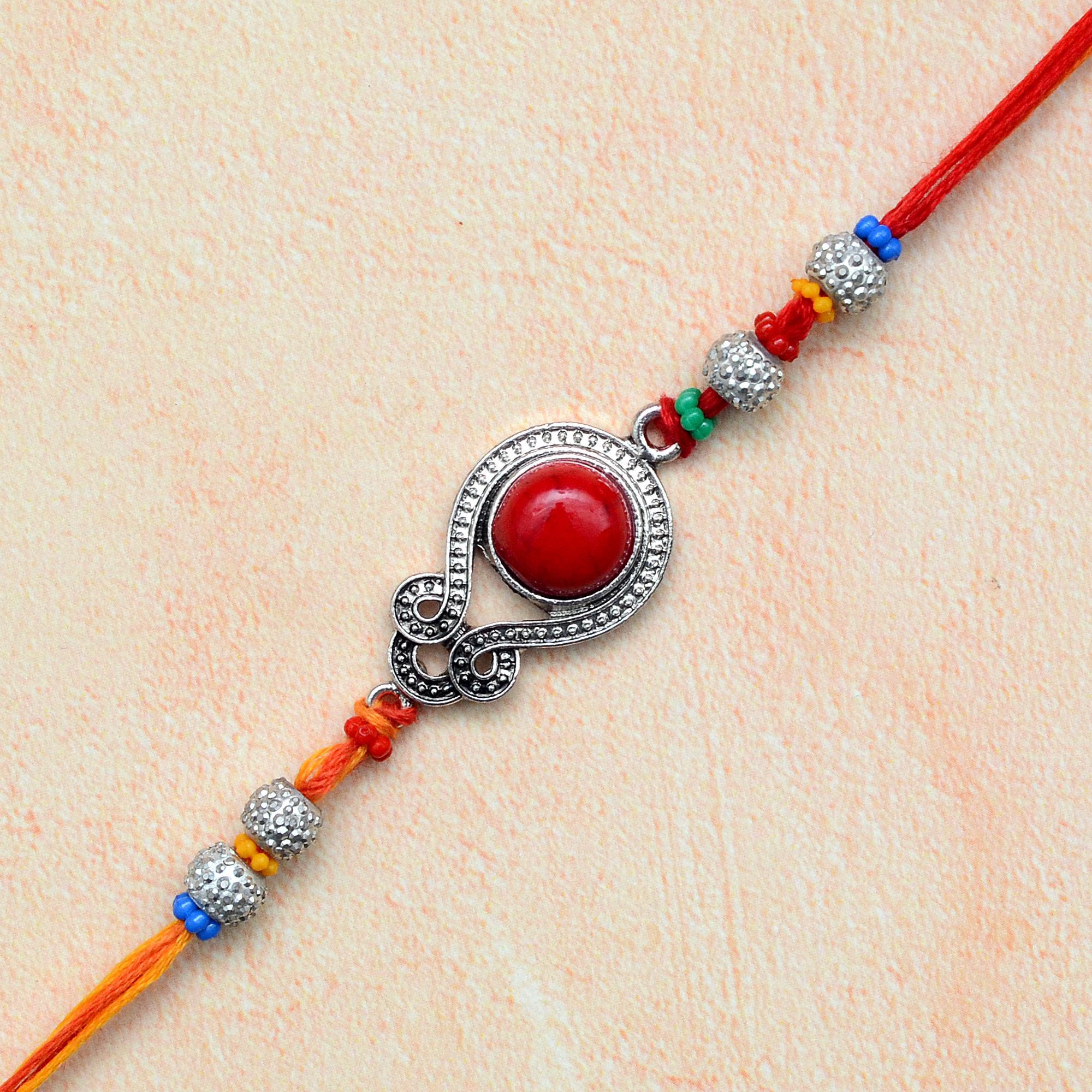 Metal Rakhi with Mouli Dhaga | Designer Rakhi