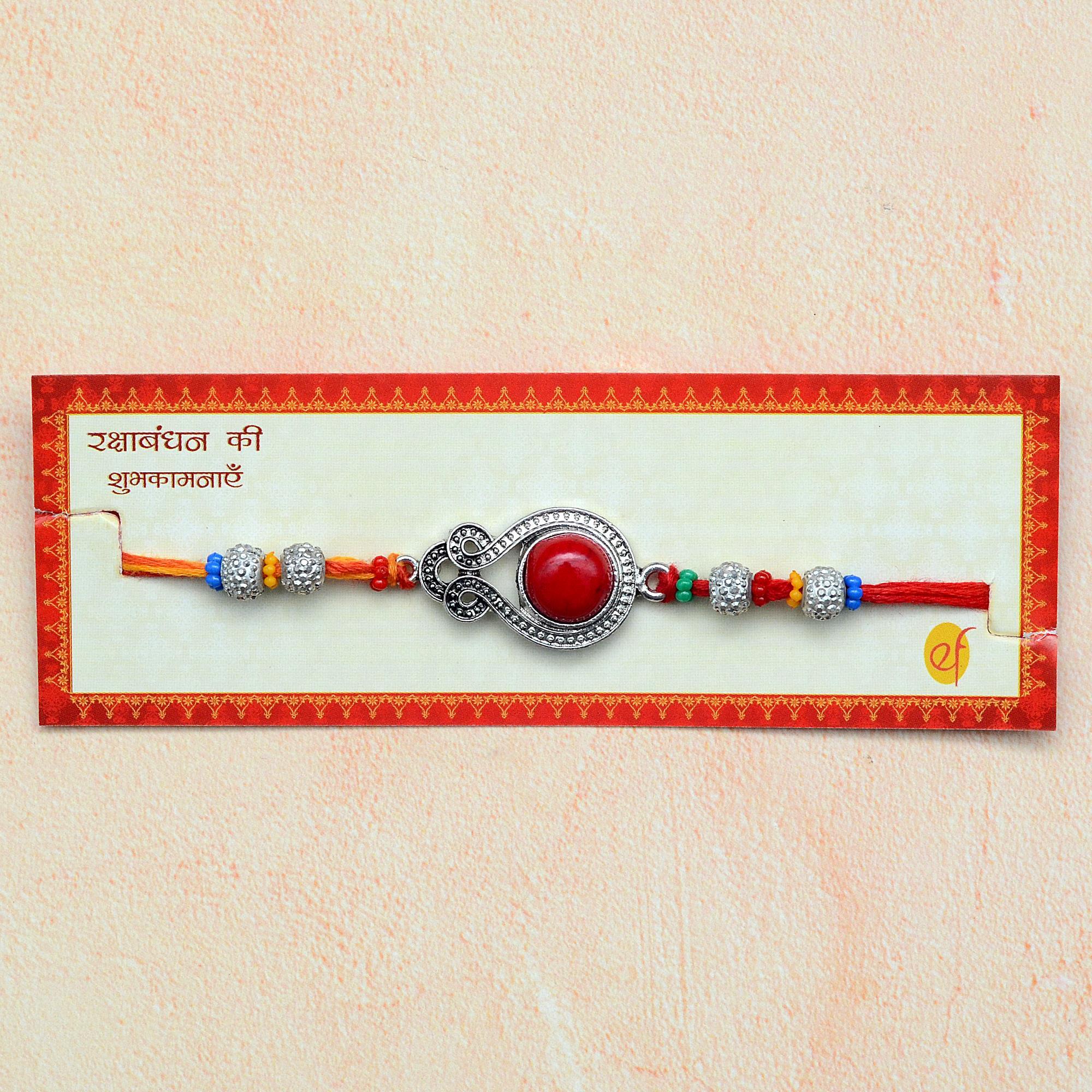 Metal Rakhi with Mouli Dhaga | Designer Rakhi