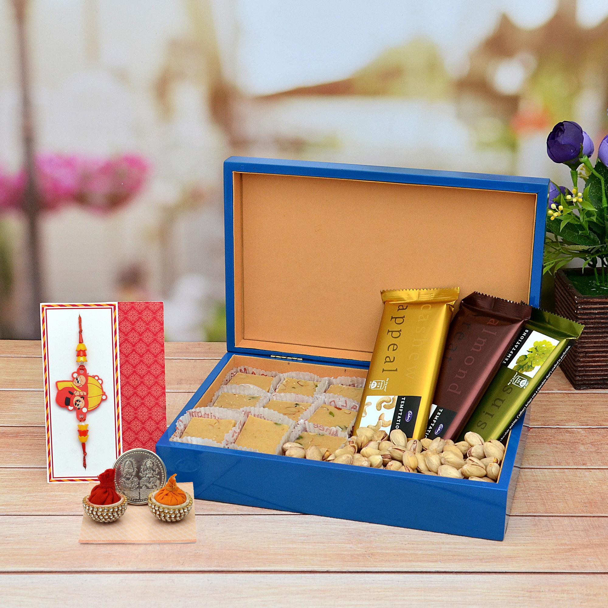 Temptation, Pista & Mawa Barfi Box & Rakhi | Rakhi Hampers