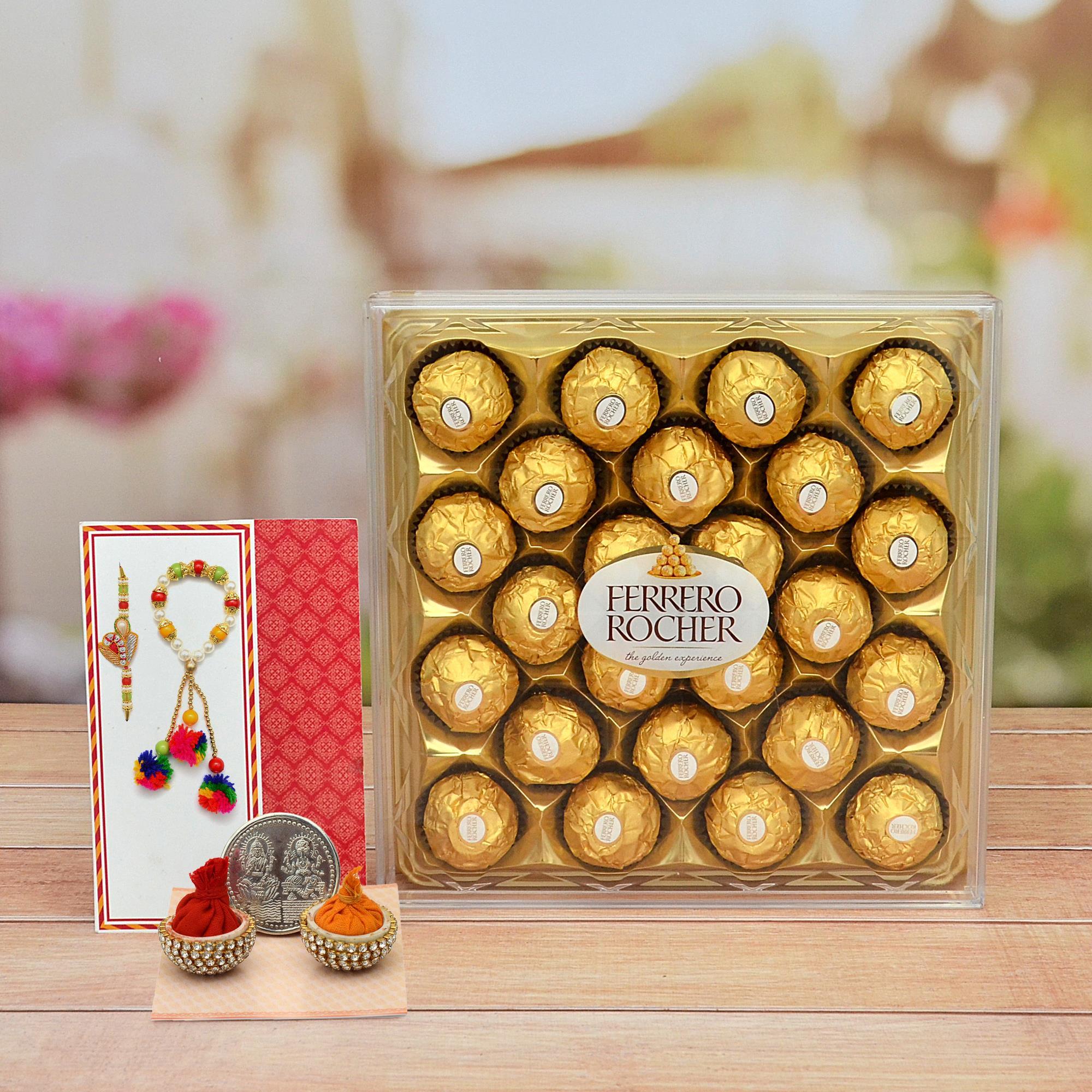 Ferrero Rocher 24 Pcs & Rakhi | Rakhi & Chocolates