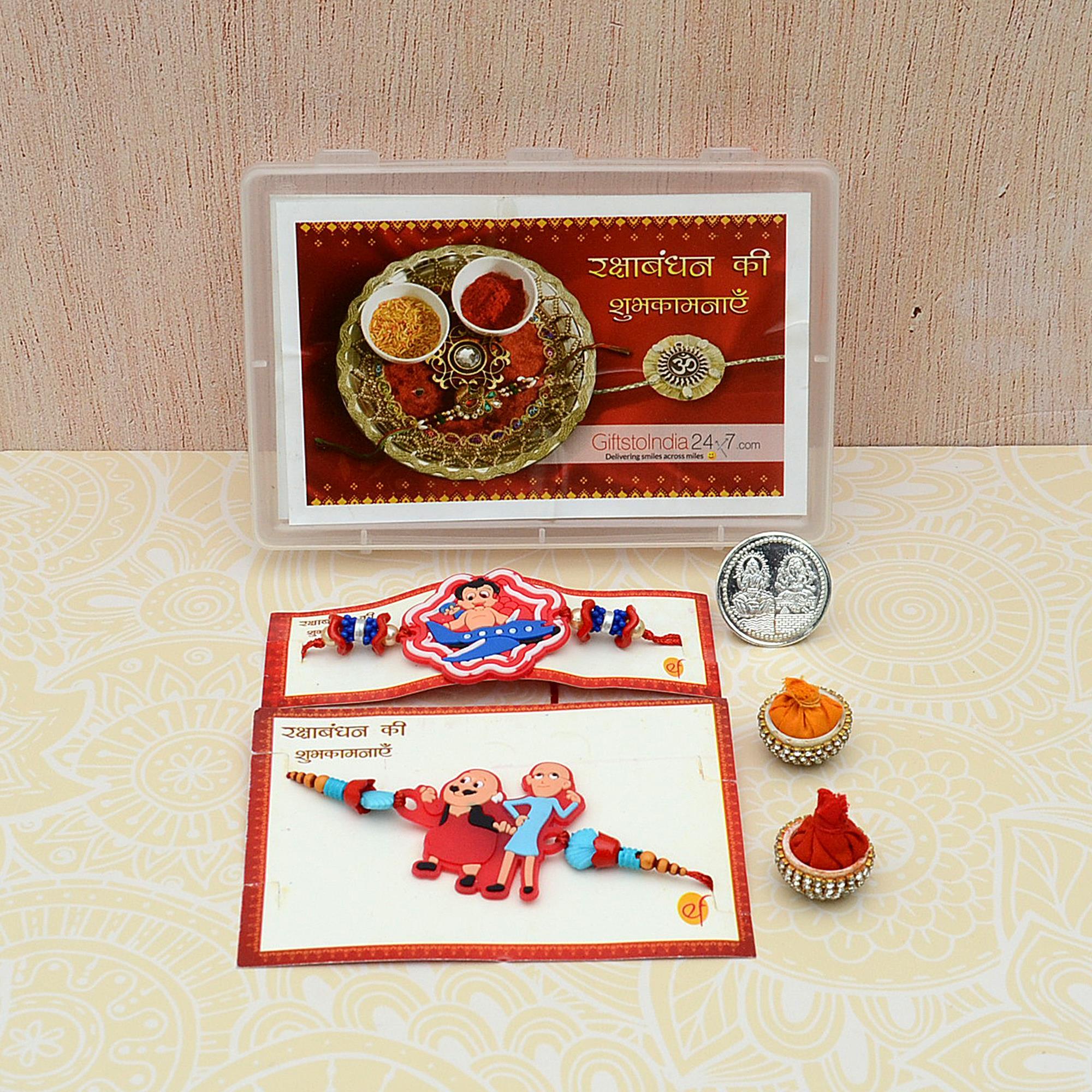 Set of 2 Cute Cartoon Rakhis, | Rakhi Sets Kids