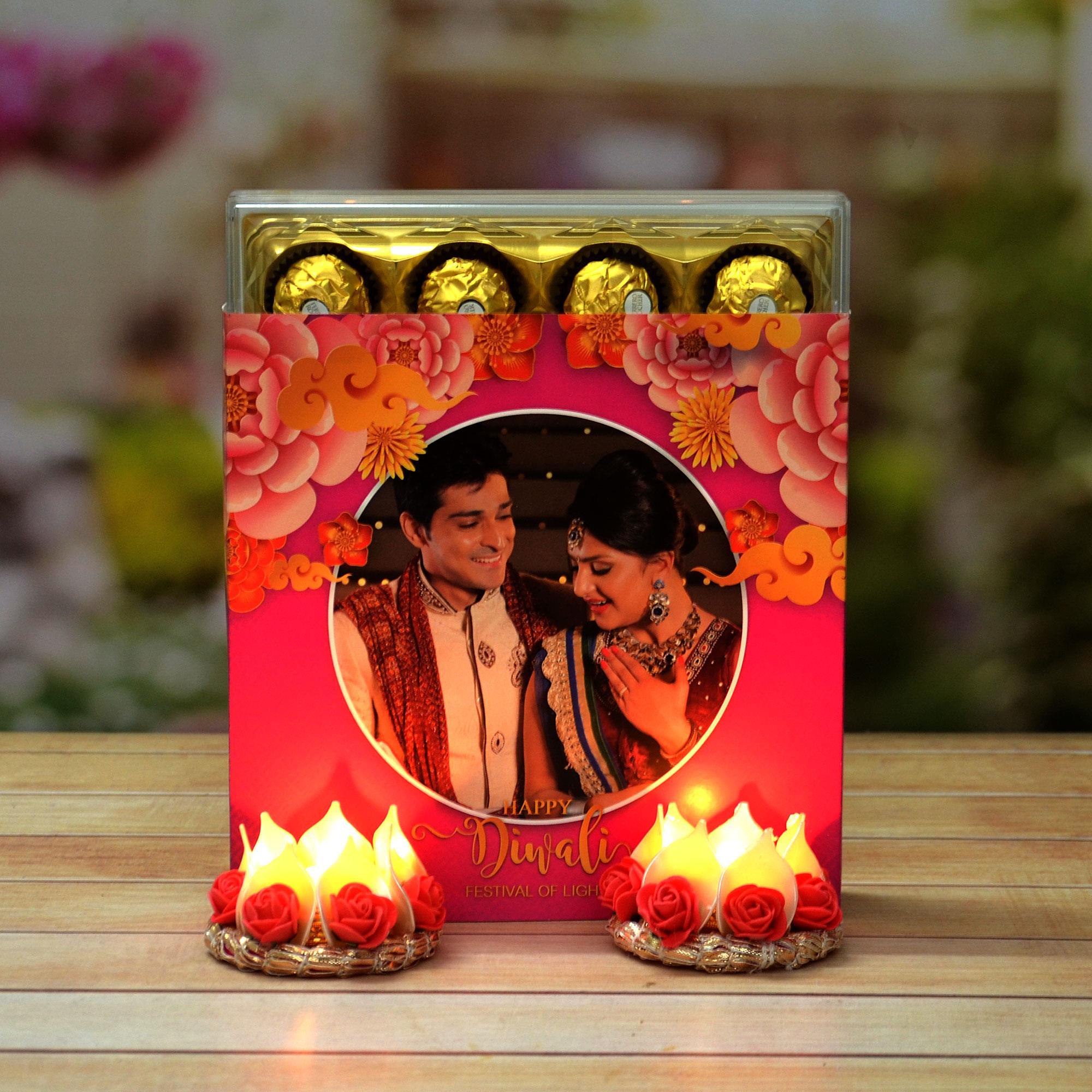 Personalized Ferrero Rocher & Diya | Chocolate Hamper, Diwali