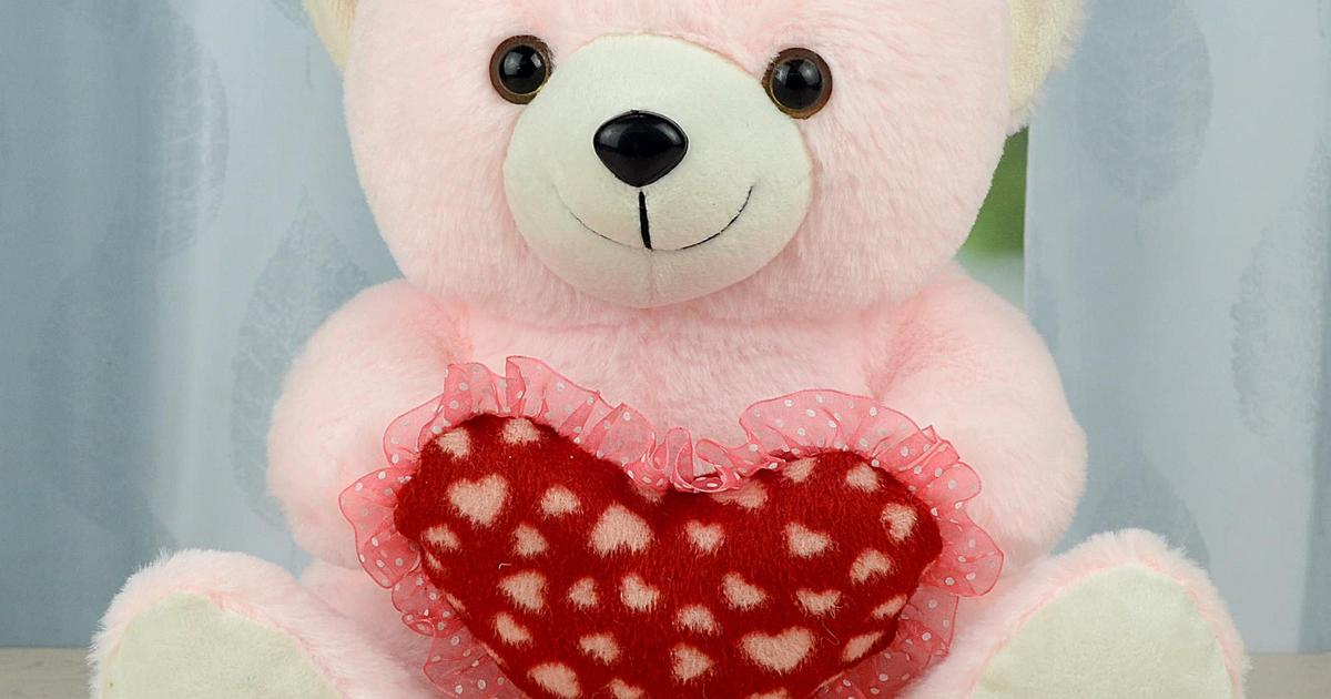 Pink Teddy Holding Love Heart | Soft Toys