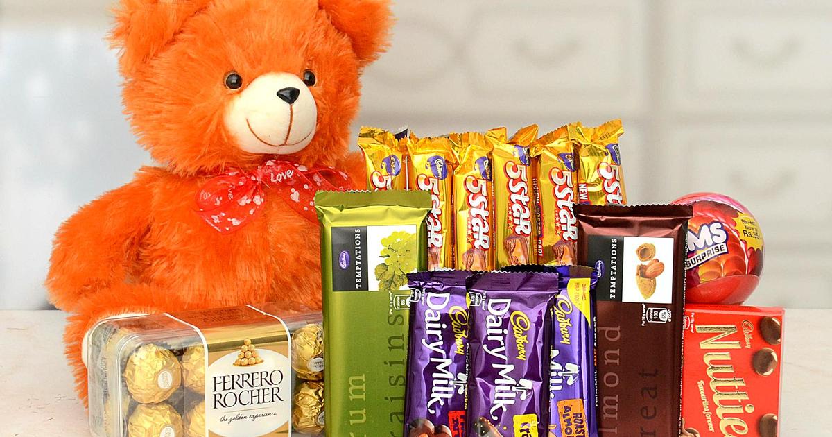 Ferrero Rocher With Brown Teddy Chocolates Combo | Gift Baskets