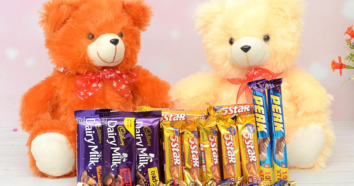 Cute Teddies & Chocolates Combo | Gift Baskets