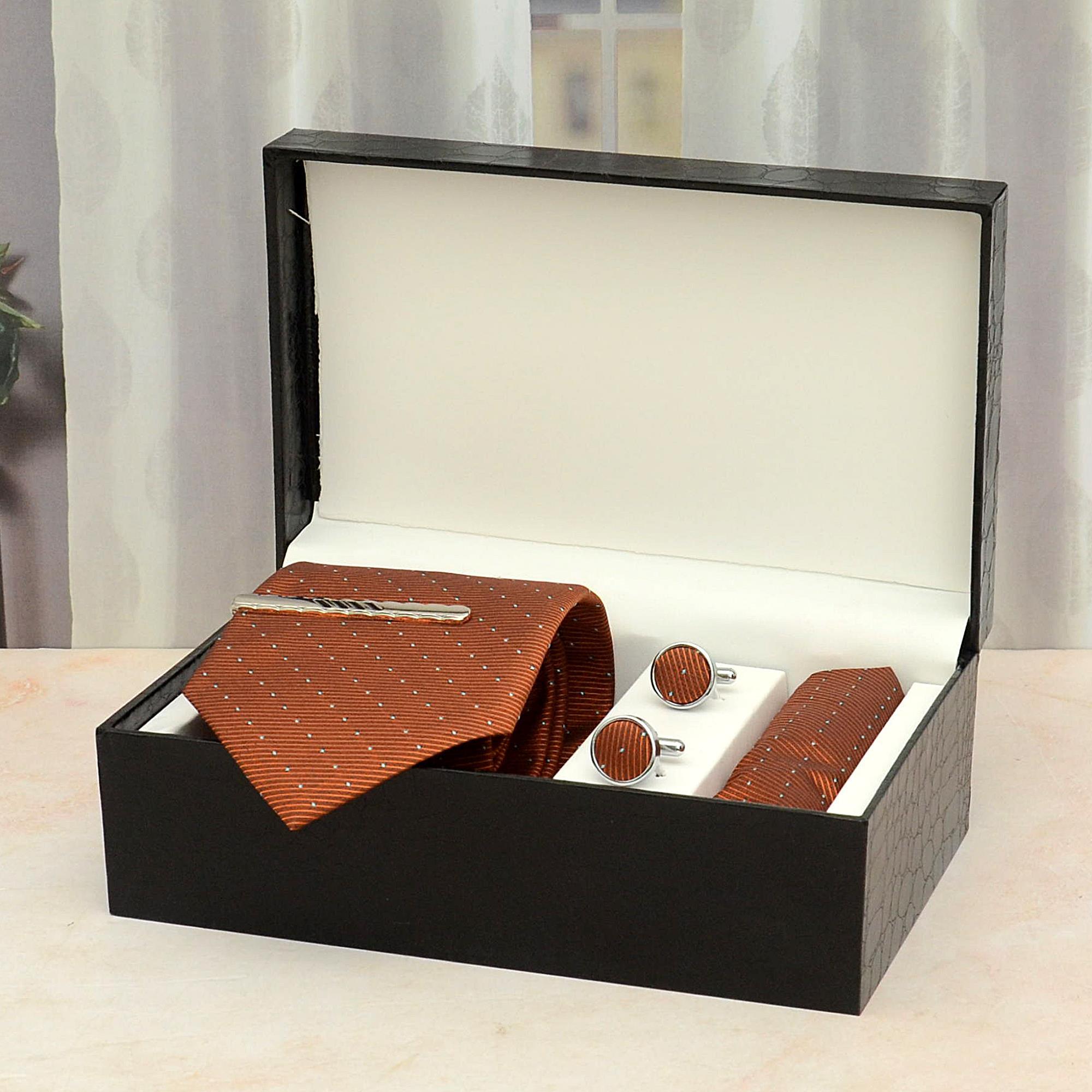 Brown Necktie Pocket Square Set, Ties as Gifts for Him