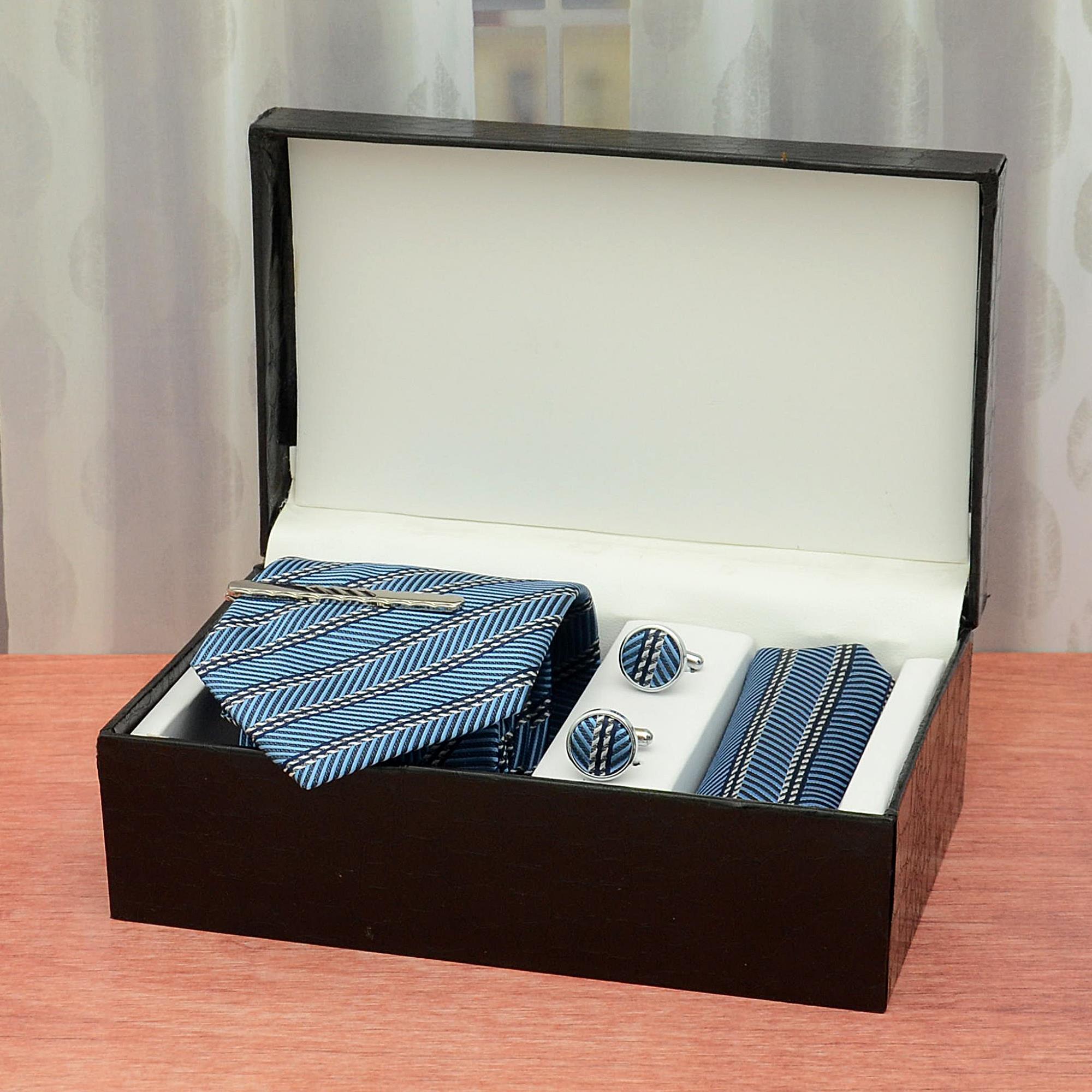 Blue Necktie Pocket Square, Gifts for Dad