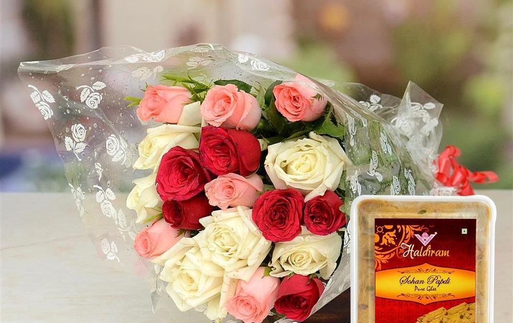 Soan Papri & Rose Bouquet | Flowers, Guru Purnima