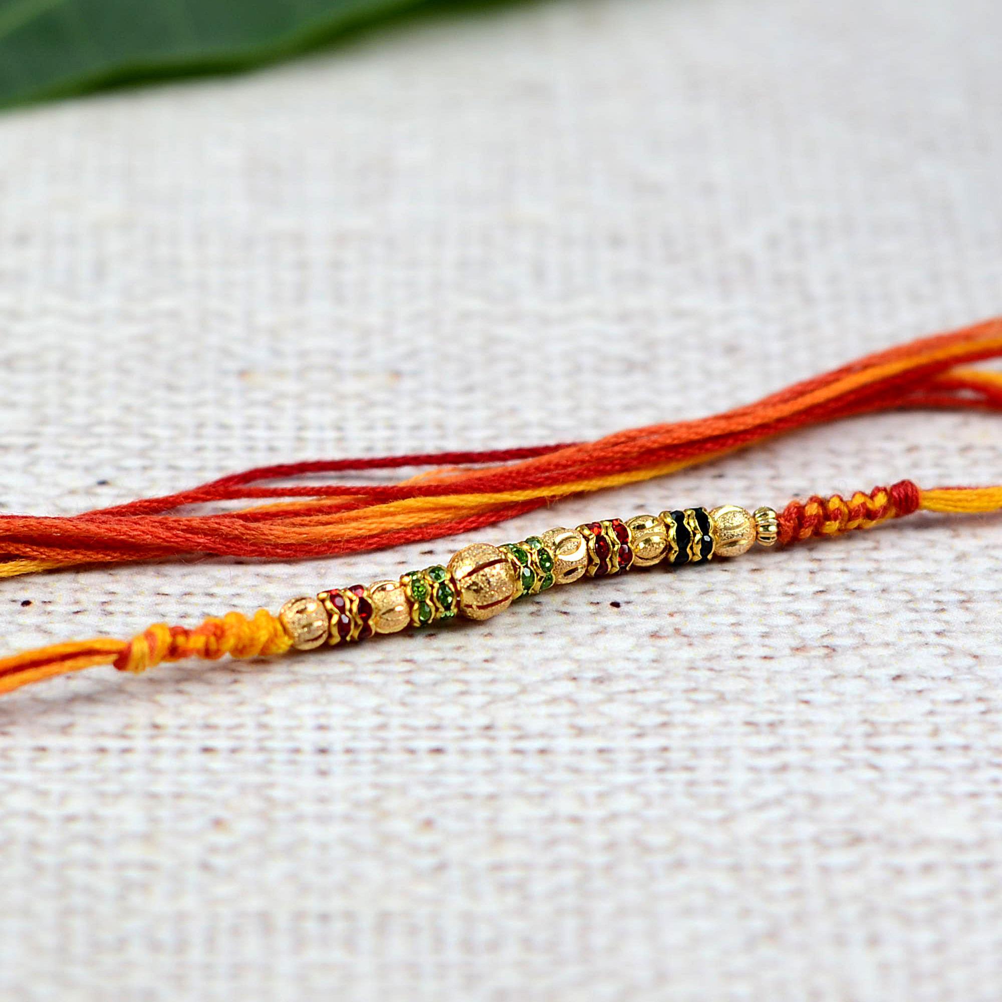 Colourful and Golden Beads Rakhi | Rakhis
