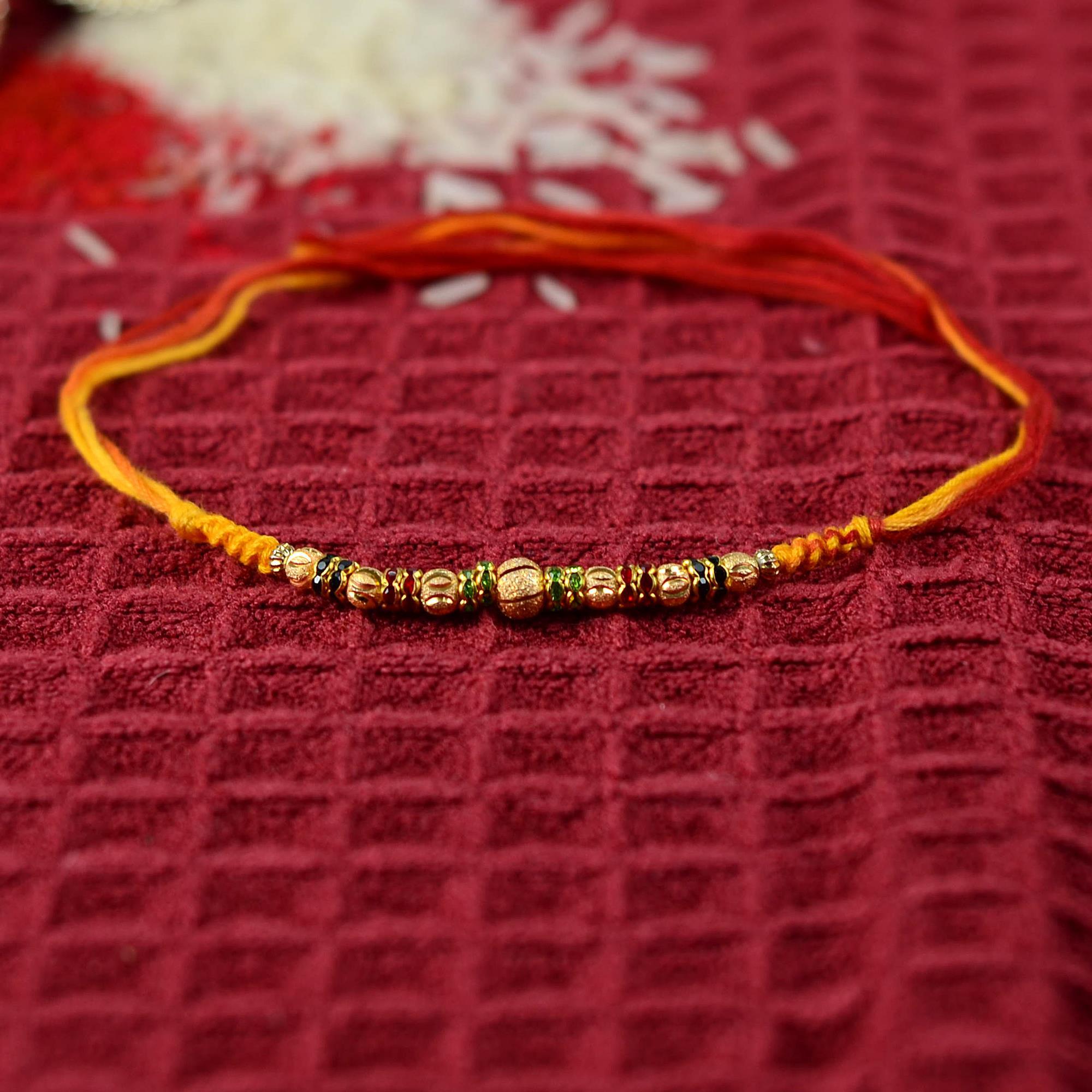 Colourful and Golden Beads Rakhi | Rakhis