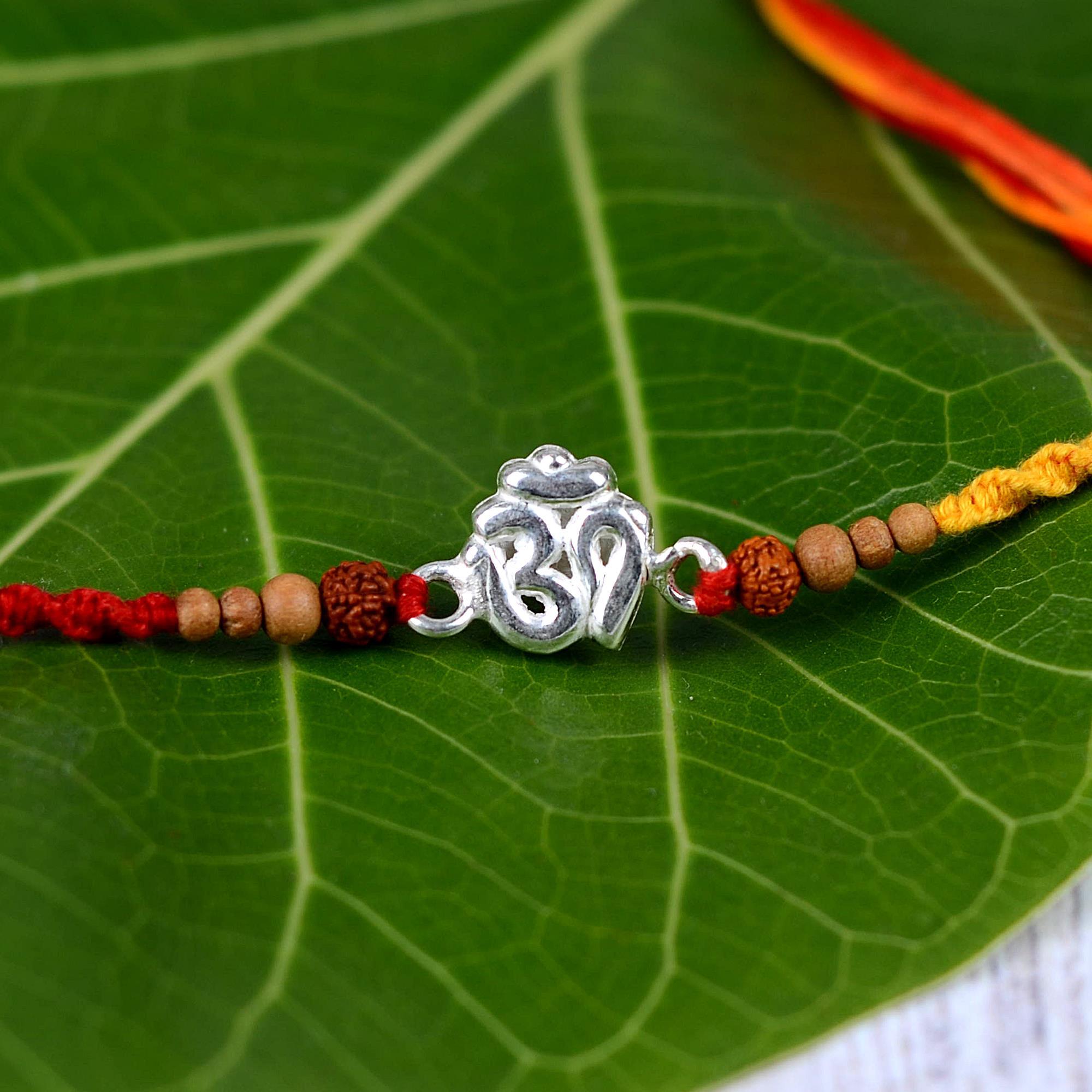 Pure Silver Embossed Om Rakhi | Om Rakhi