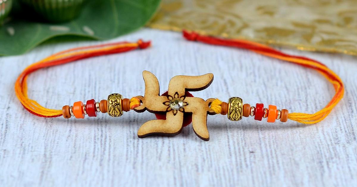 Laser-cut Wooden Swastik Rakhi | Gifts, Brother