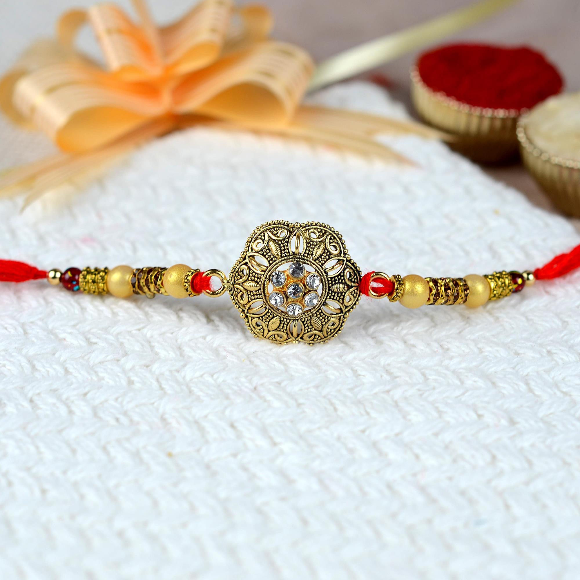 Antique Bell Stones Rakhi | Designer Rakhi