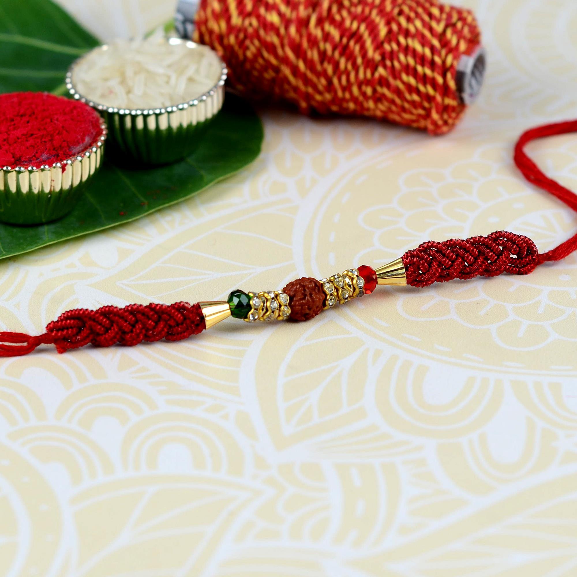 Single Rudraksh Braided Thread Rakhi | Rudraksh Rakhi