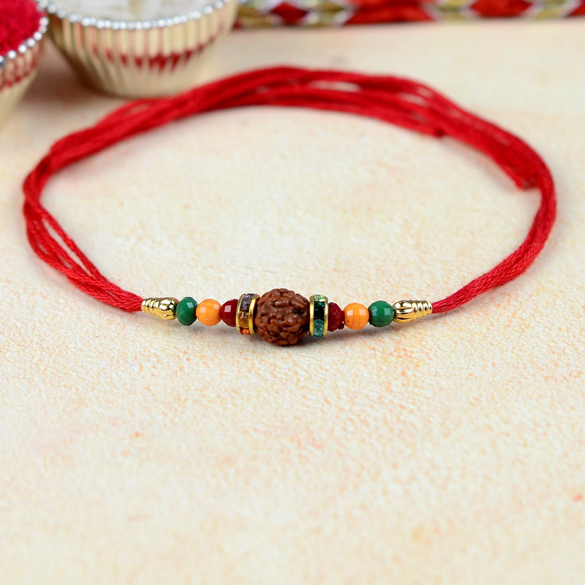 Single Rudraksh Rakhi INH239 | Rudraksh Rakhi