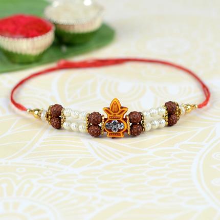 Mini Rudraksh Pure Silver Rakhi J25 | Rudraksh Rakhi