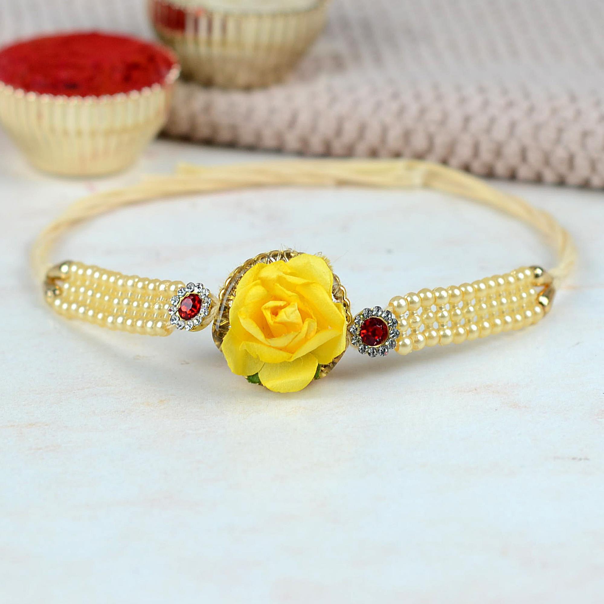 Single Rose Embellish Rakhi | Designer Rakhi
