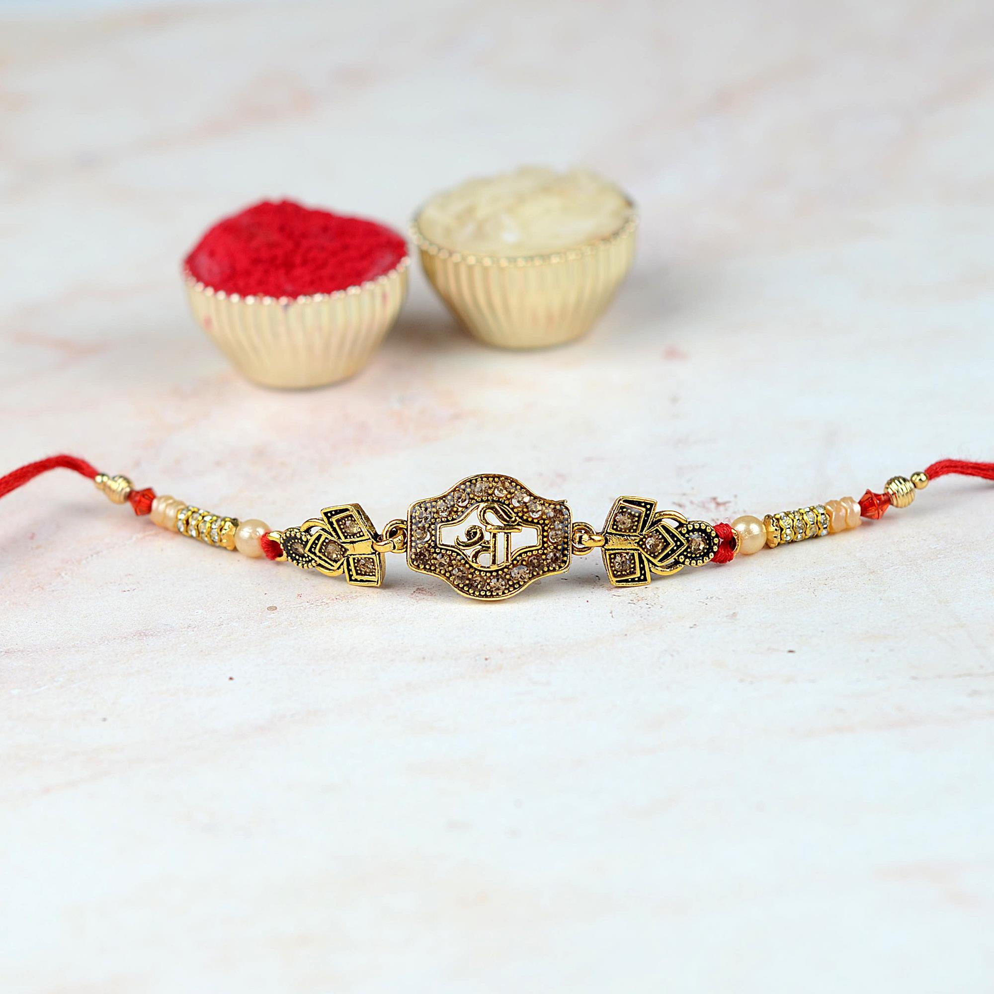 Antique Stones Shree Rakhi | Divine Rakhi