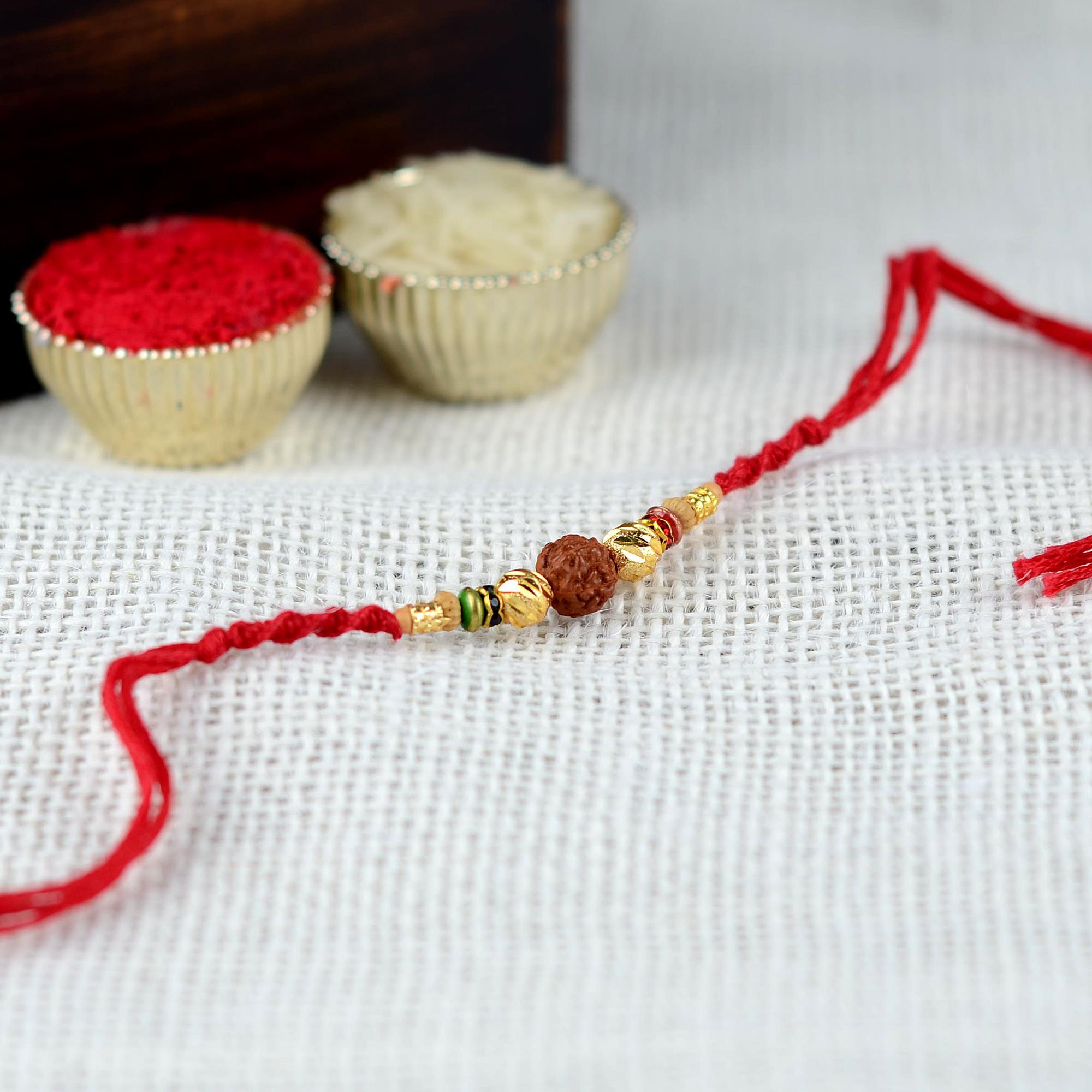 Single Rudraksh Multi Beads Rakhi | Rudraksh Rakhi