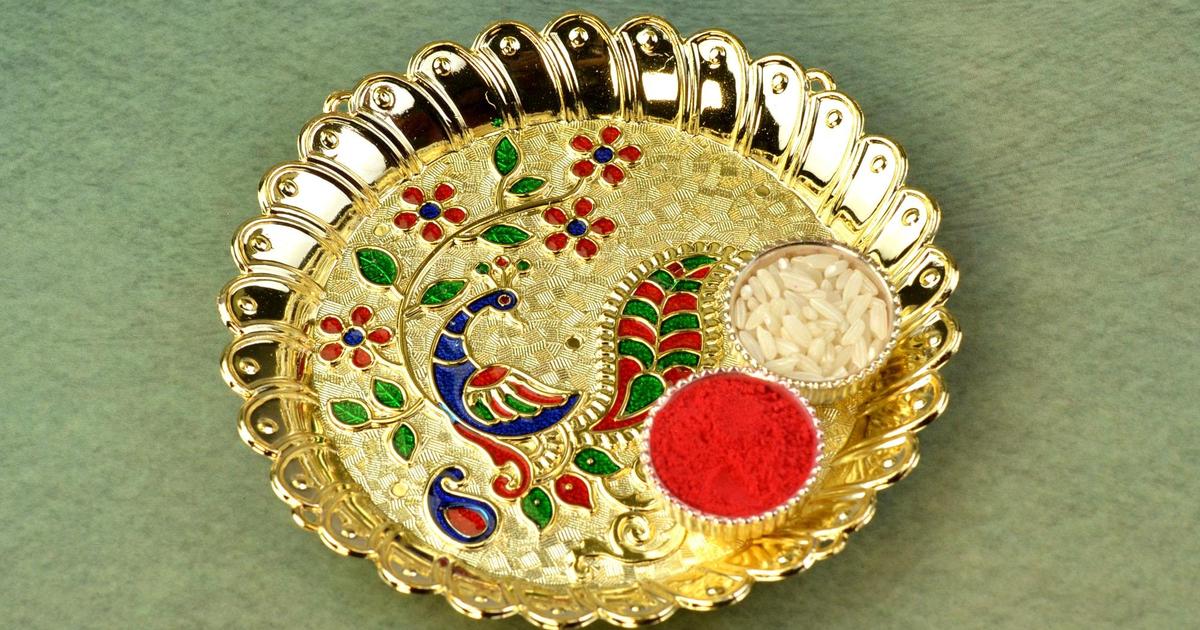 Round Silver-Golden Puja Thali | Exclusive Thalis