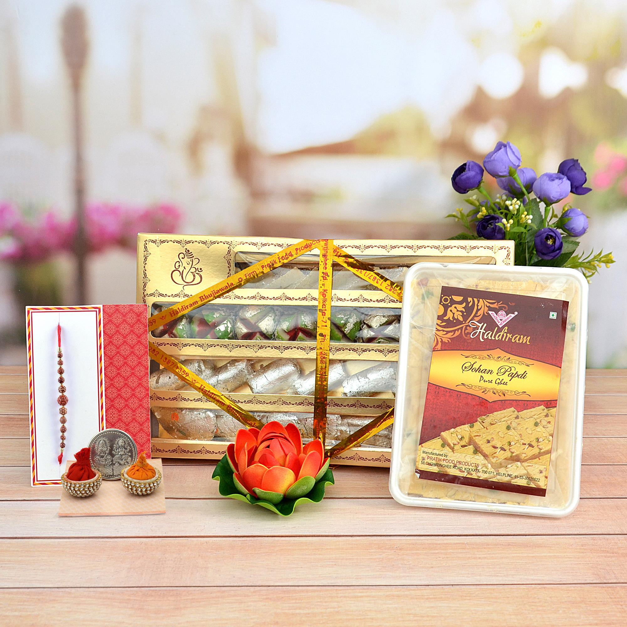 Delightful Mixed Sweets Hamper With Rakhi | Rakhi Sweets