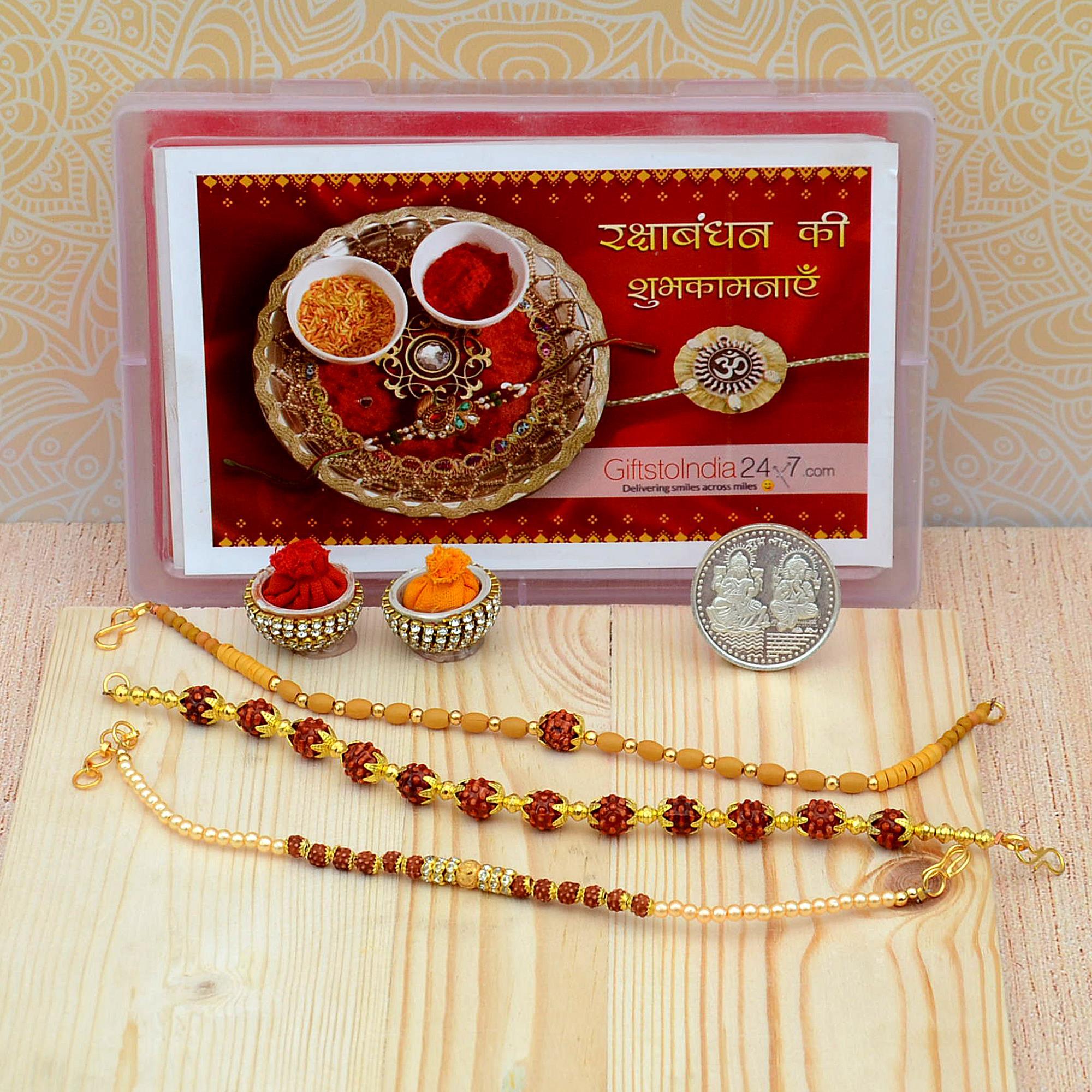 Exclusive Collection of Rudraksh Rakhi Set | Rakhi Sets