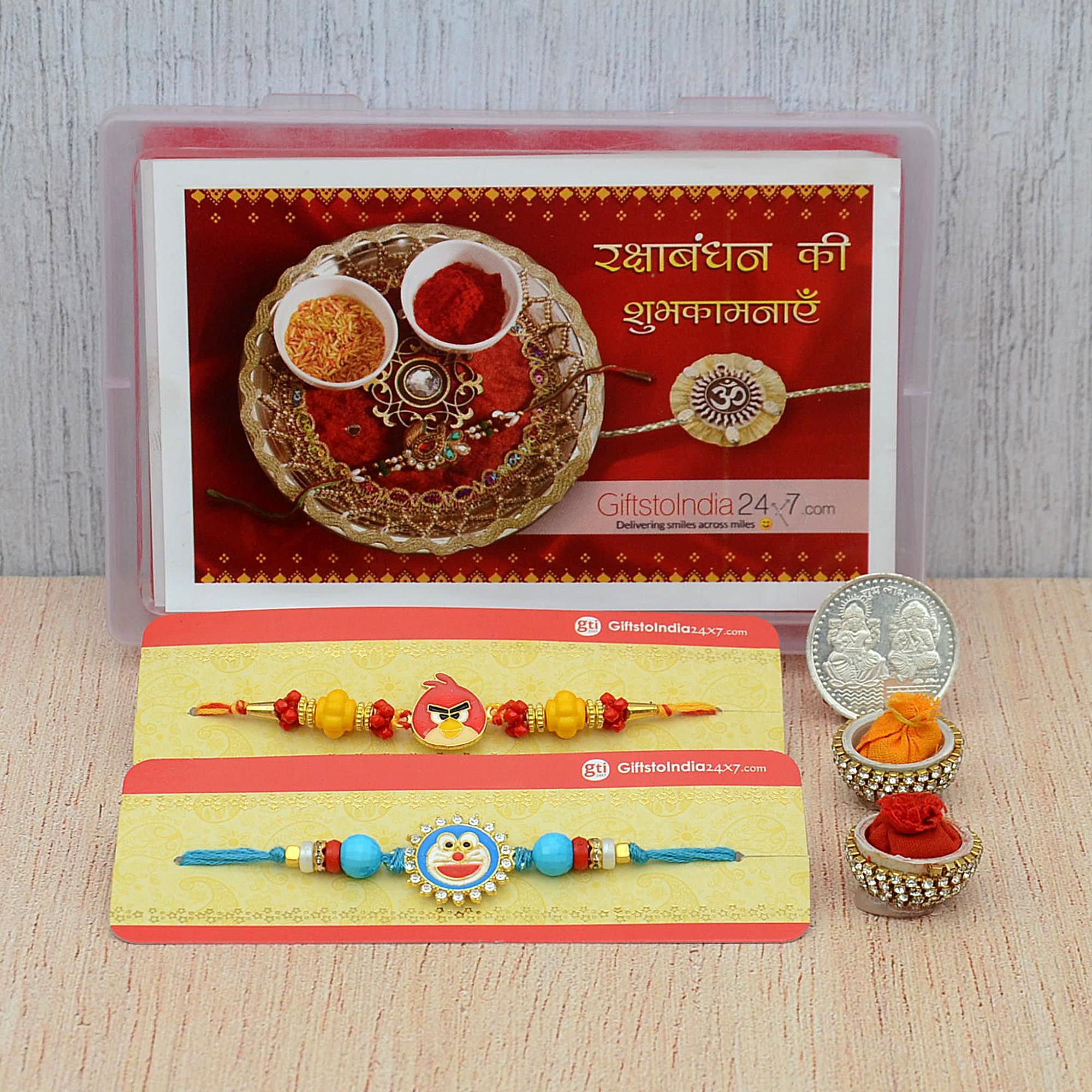 Metal Doraemon & Angry Bird Set, | Rakhi Sets Kids