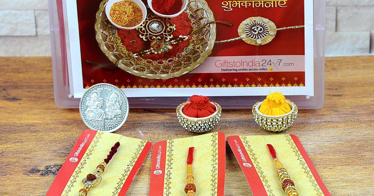 Designer Rudraksh Rakhi | Set of 3 Rakhis