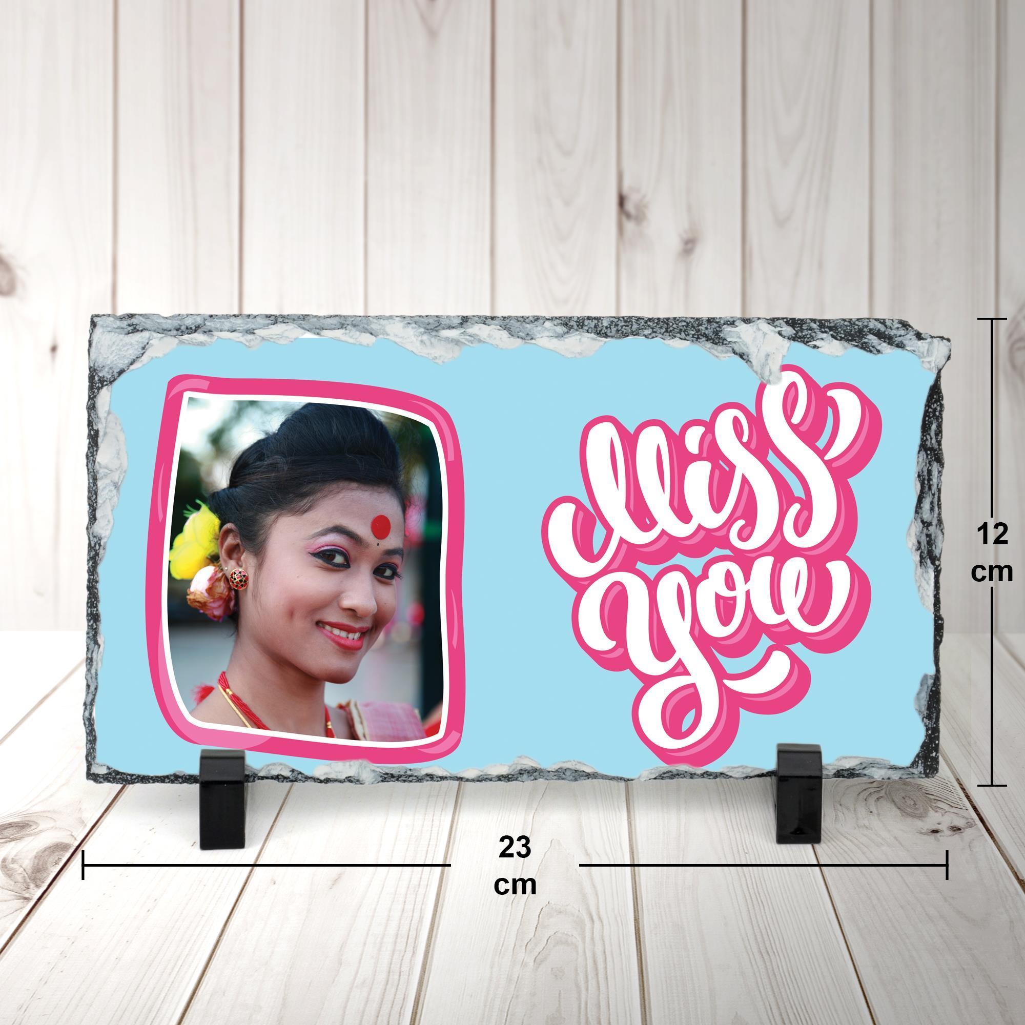 Miss You Rock Photo Frame, Personalized Rock Photo