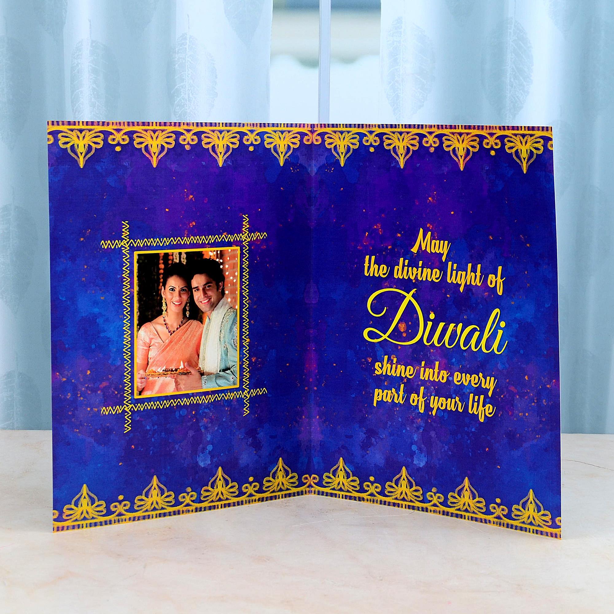 Diwali Personalized Blue Card, Personalized Diwali Gifts
