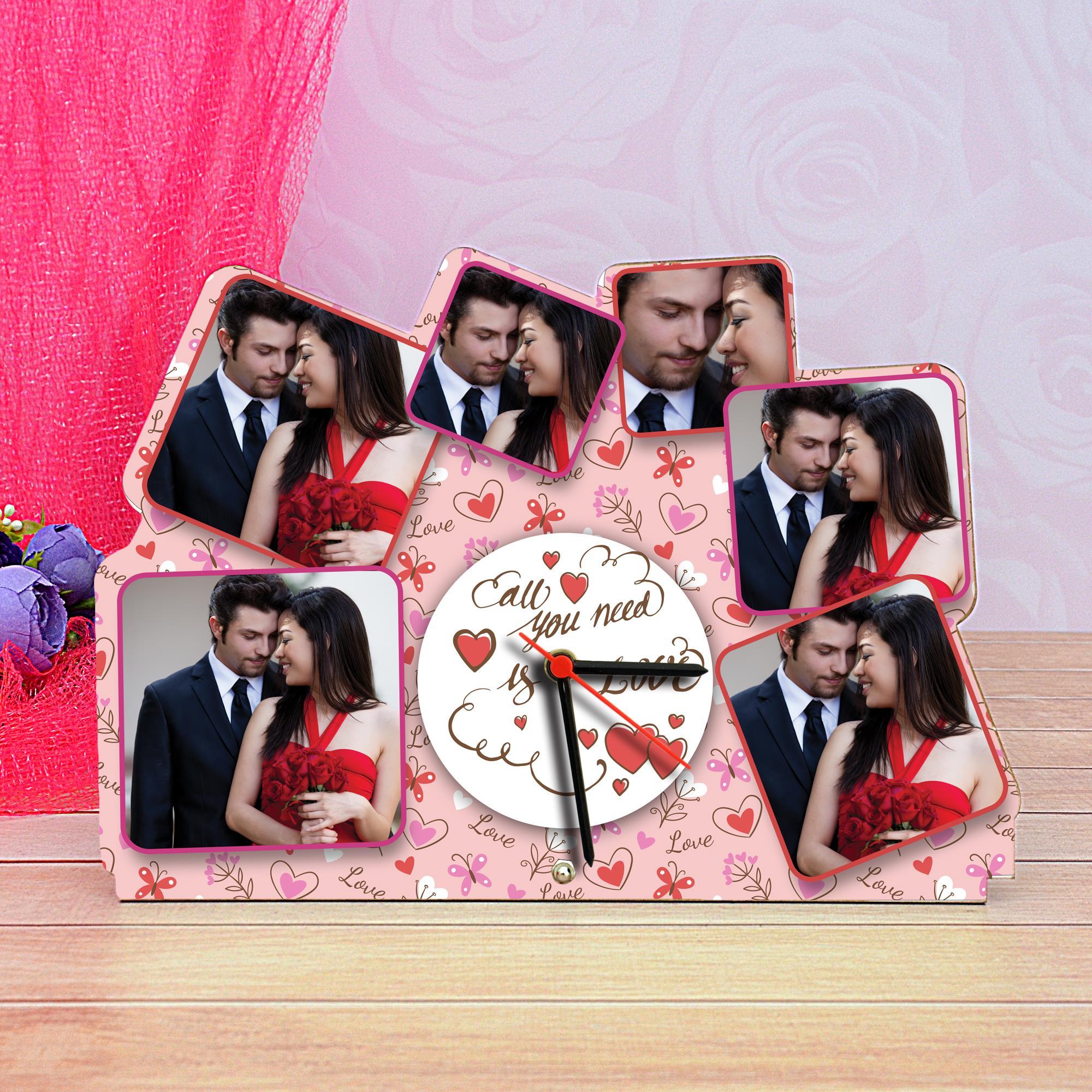Clock Multi Photo Frame, Personalized Photo Gifts