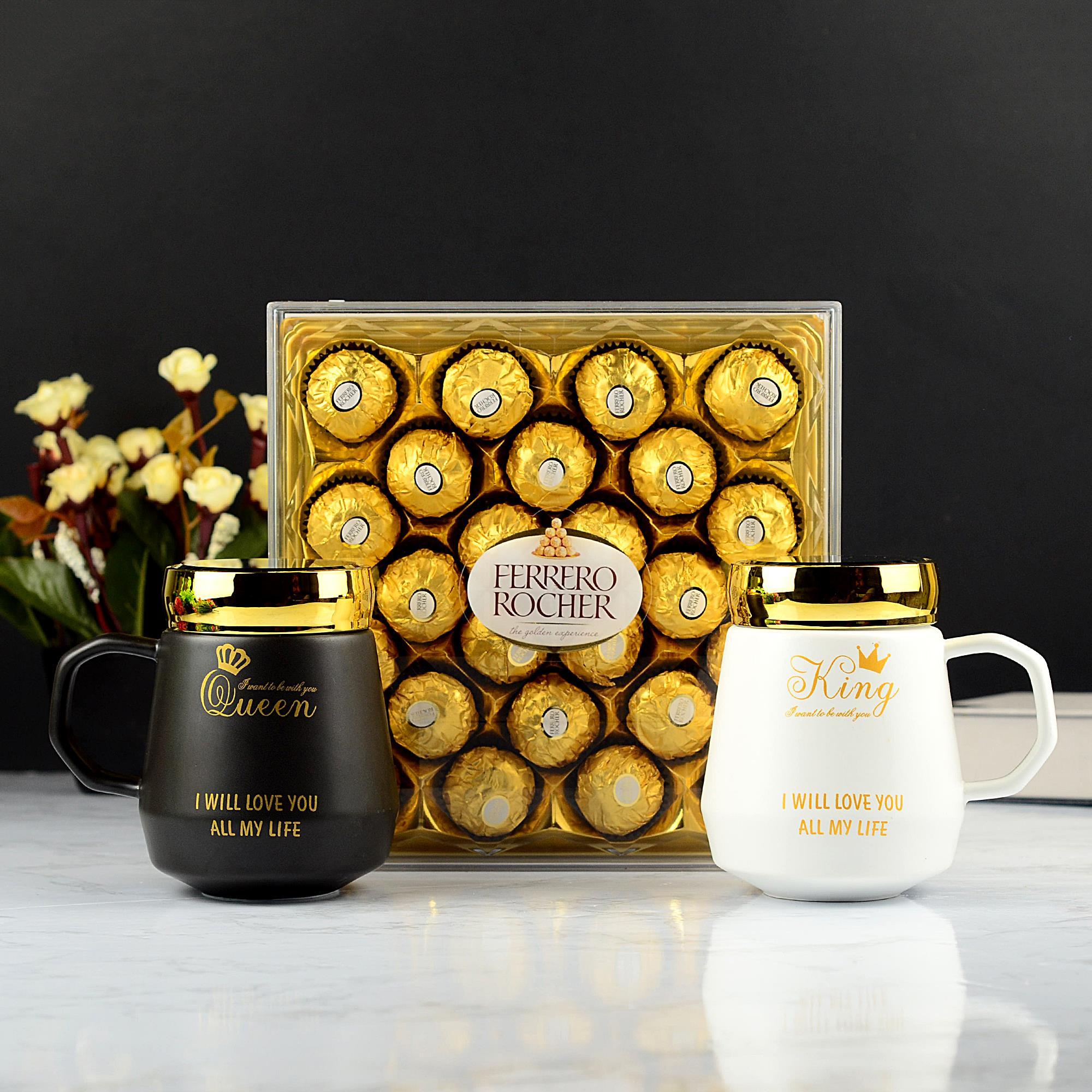 Royal Mug Set With Ferrero Rocher | Gift Baskets