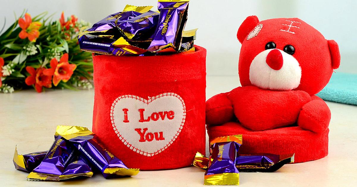 Teddy Gift Box & Cadbury Treat | Gift Baskets