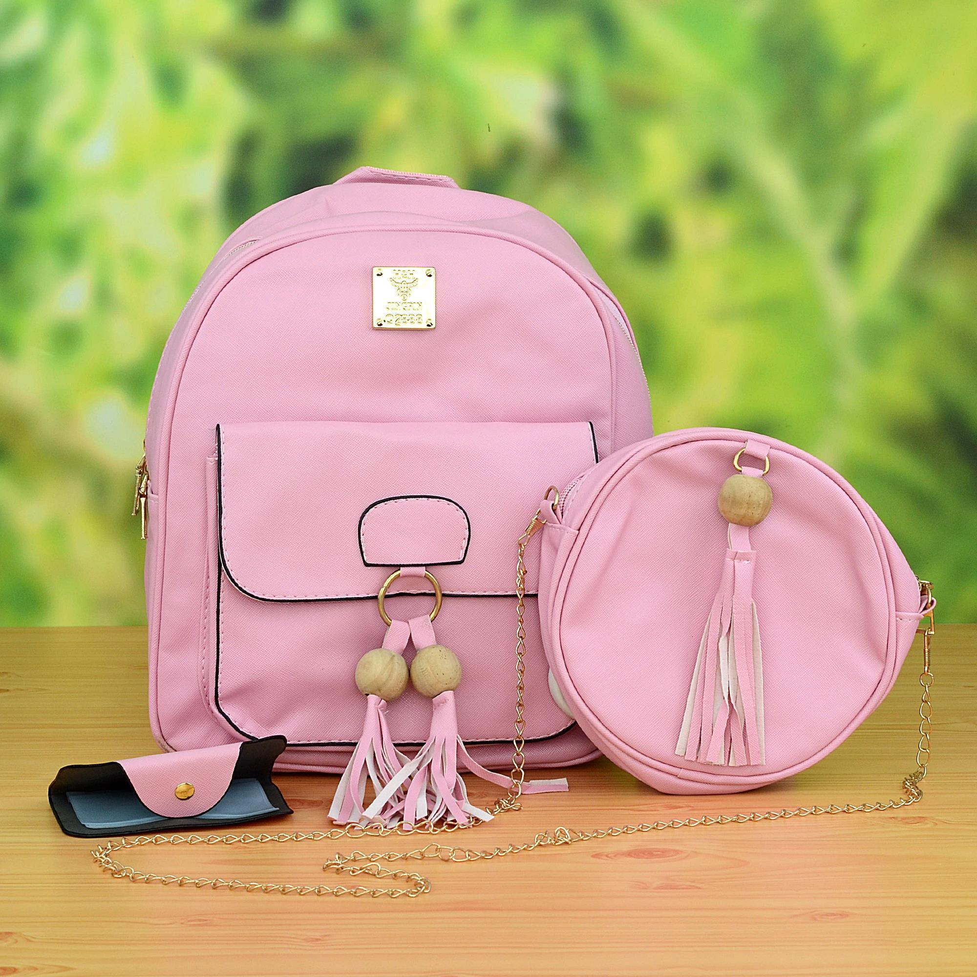 Graceful Pink Bag & Round Purse Combo | Bags & Purses
