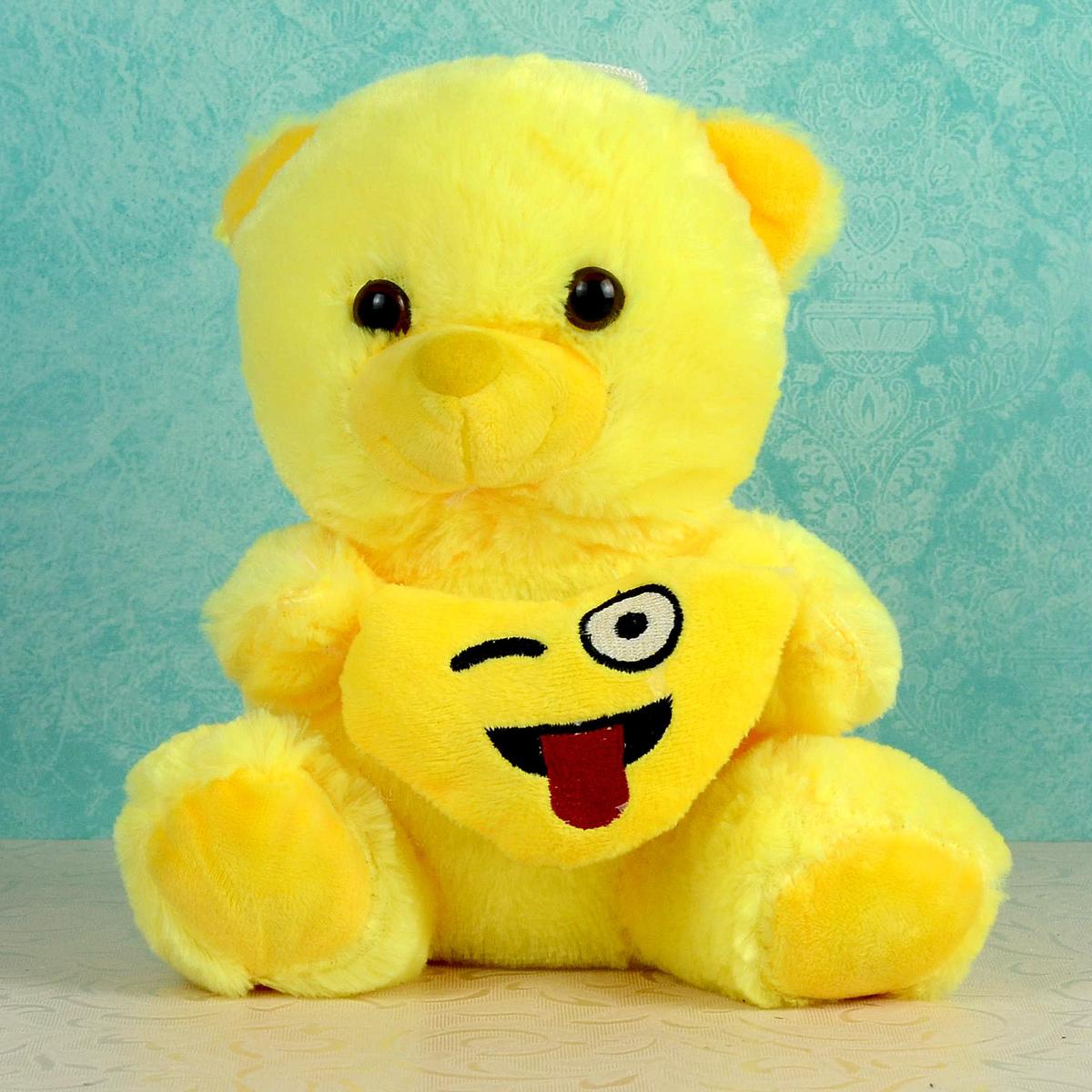 Adorable Teddy With Goofy Wink Emoji | Soft Toys