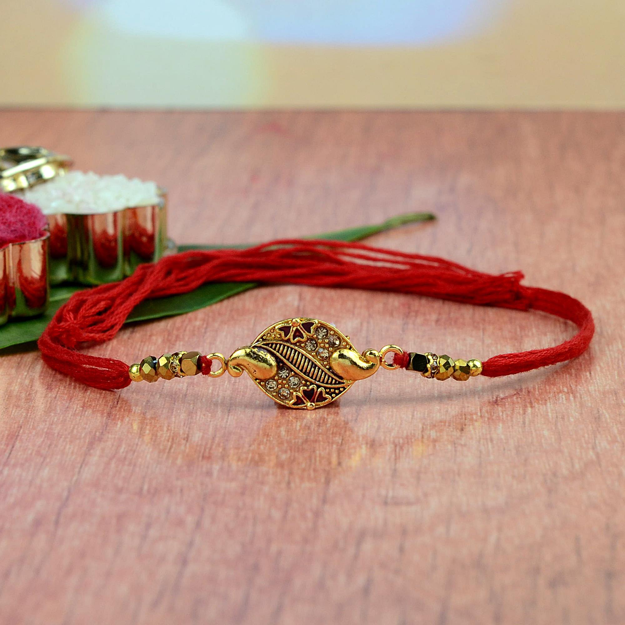 Yellow Metal Rakhi Design | Rakhis