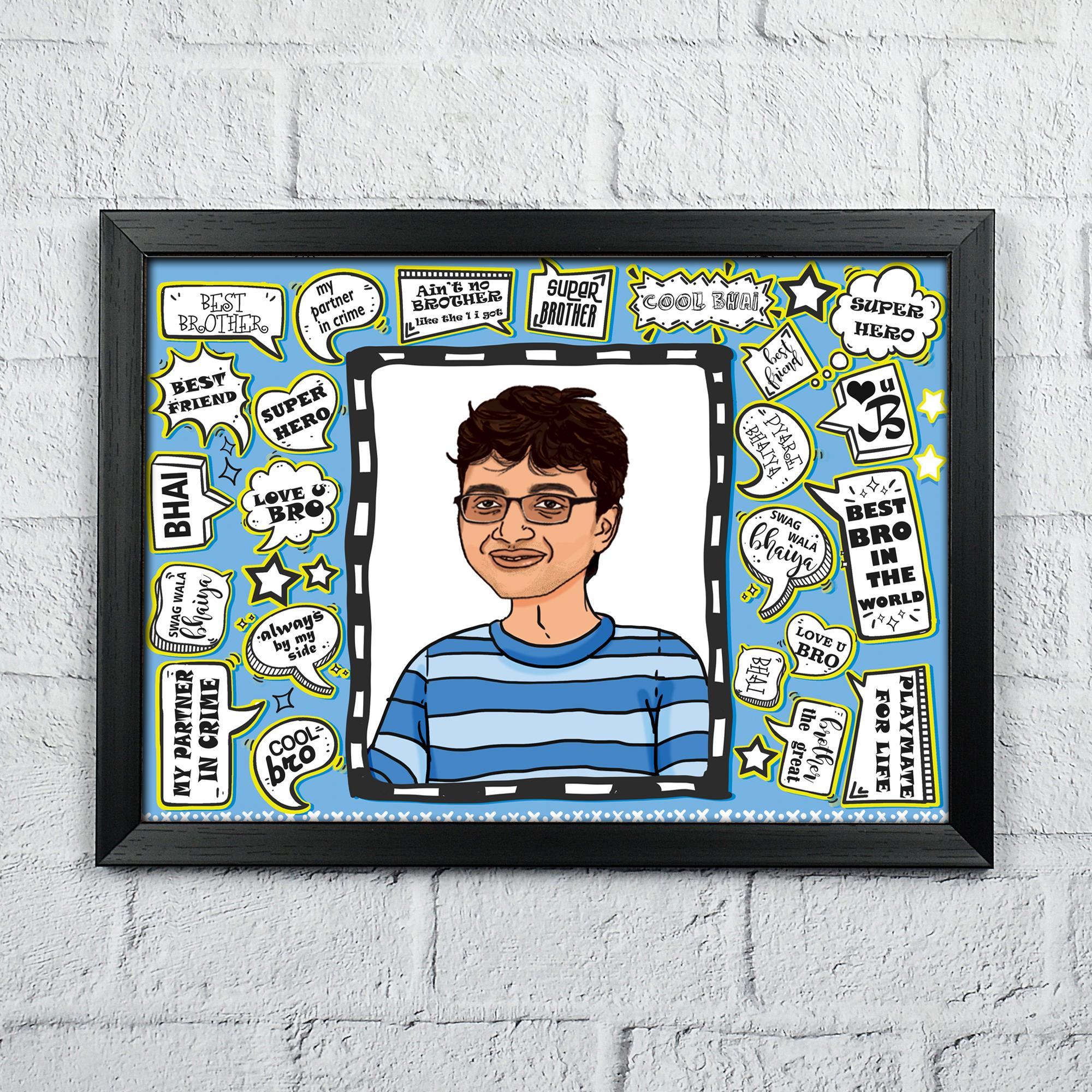 Caricature Brother Photo Frame, Personalized Photo Frames