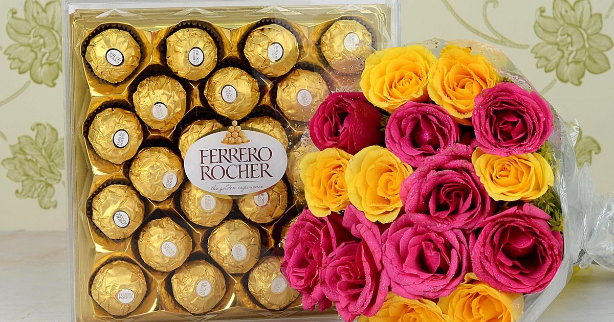 Roses, Ferrero Rocher, Flowers for Birthdays