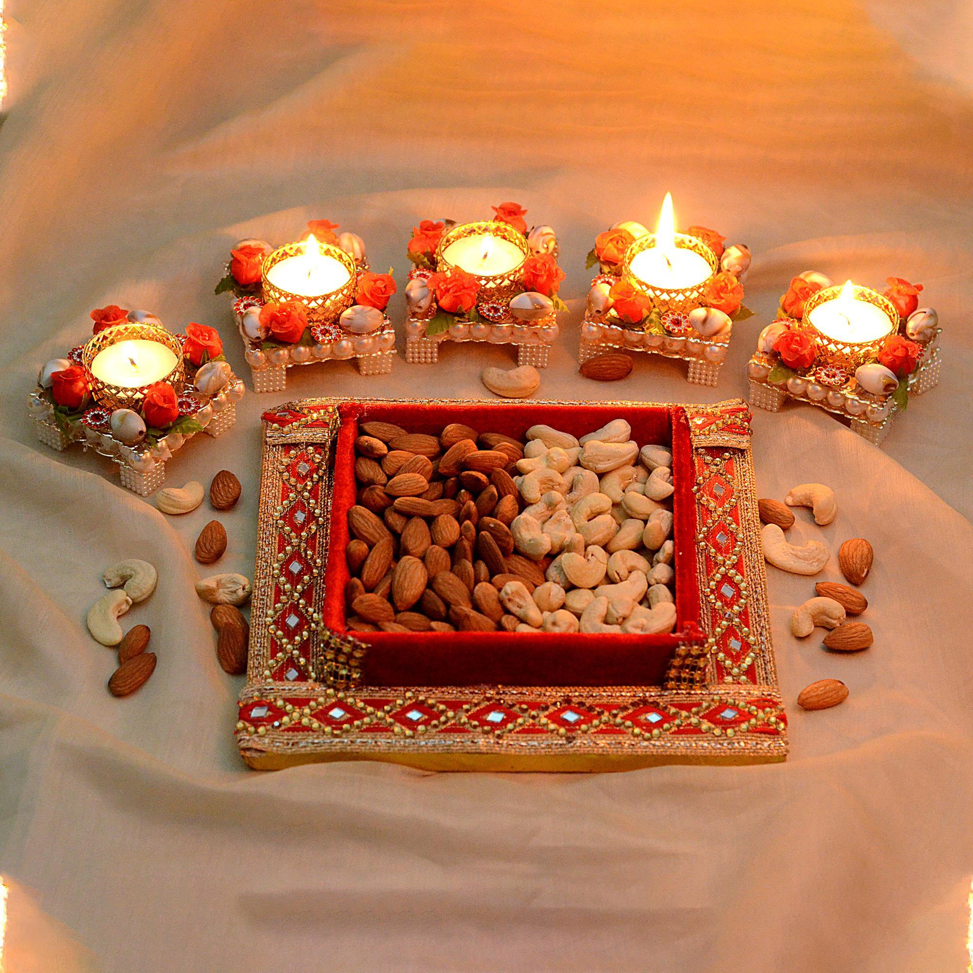 Dry Fruits and Diya Thali | Dry Fruit Hampers, Diwali