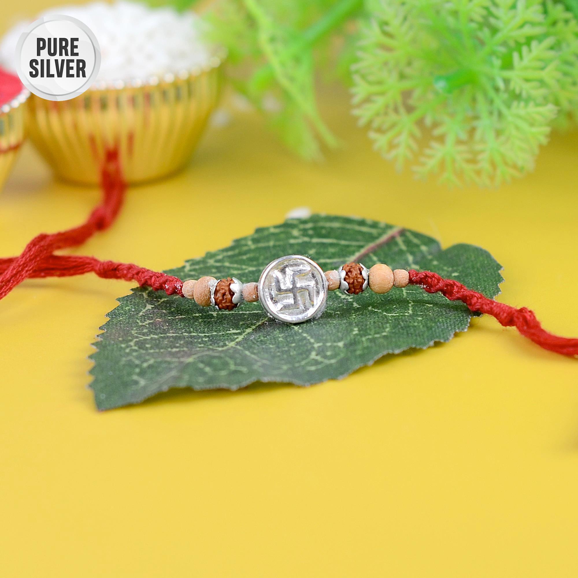 Pure Silver Swastik Rakhi | Divine Rakhi