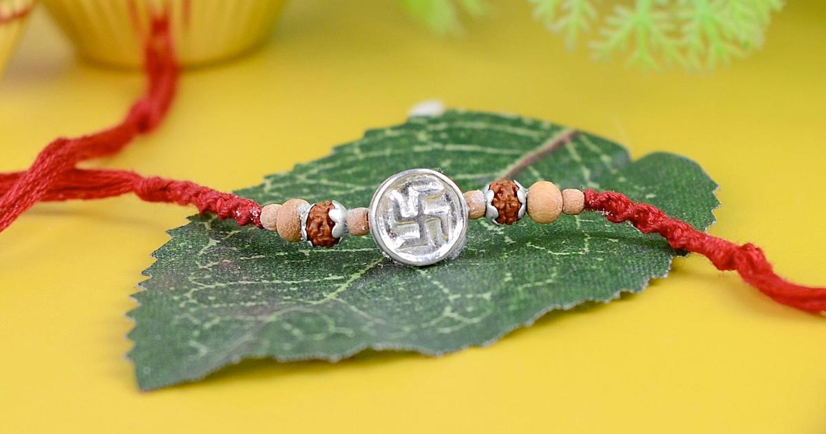 Pure Silver Swastik Rakhi | Divine Rakhi