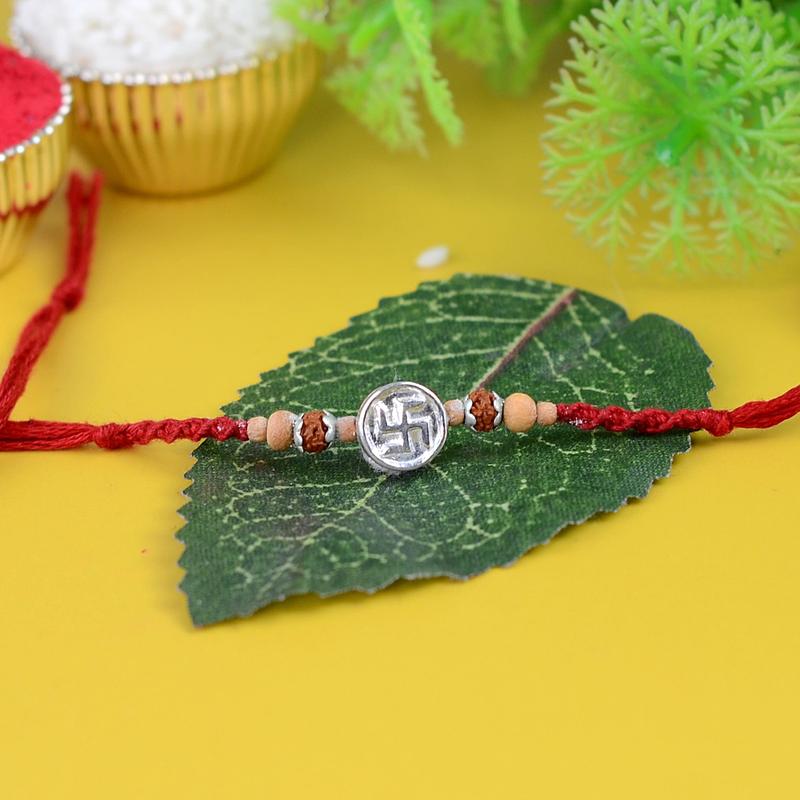 Pure Silver Swastik Rakhi | Divine Rakhi