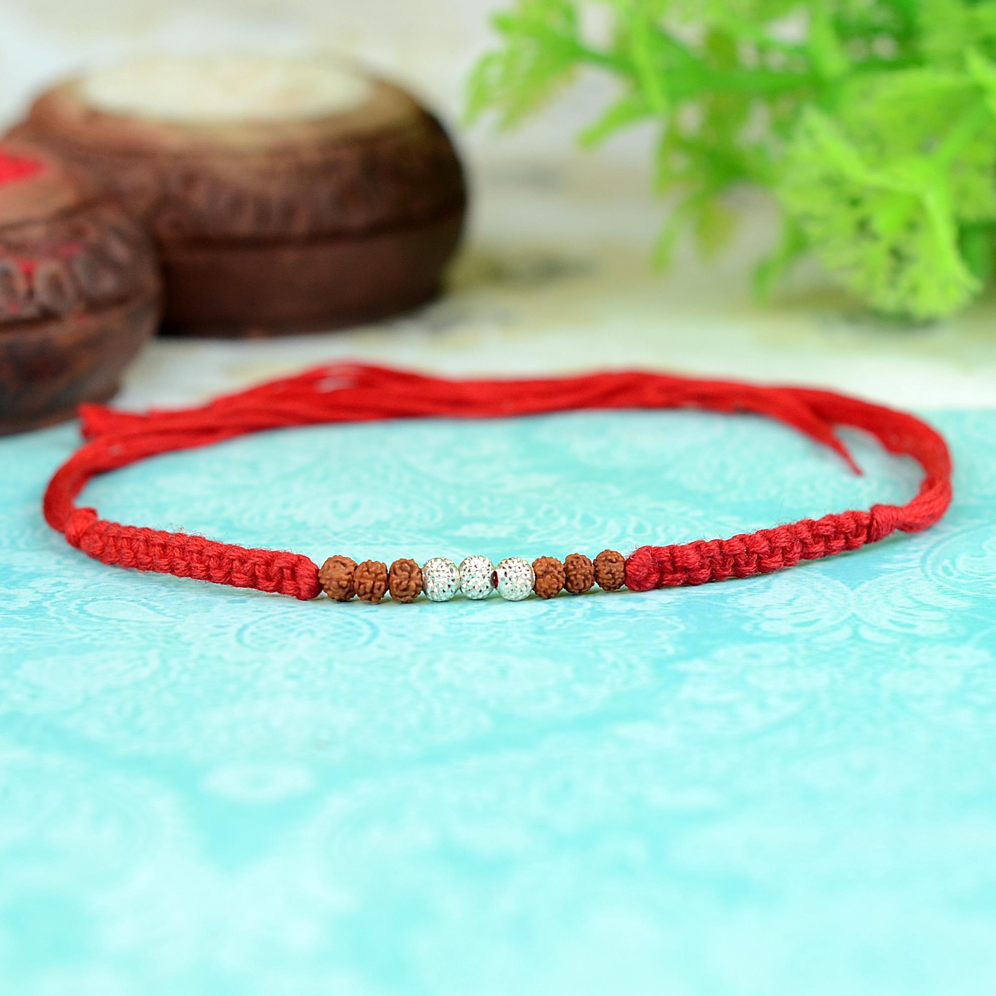 Pure Silver Rudraksh Rakhi | Rudraksh Rakhi