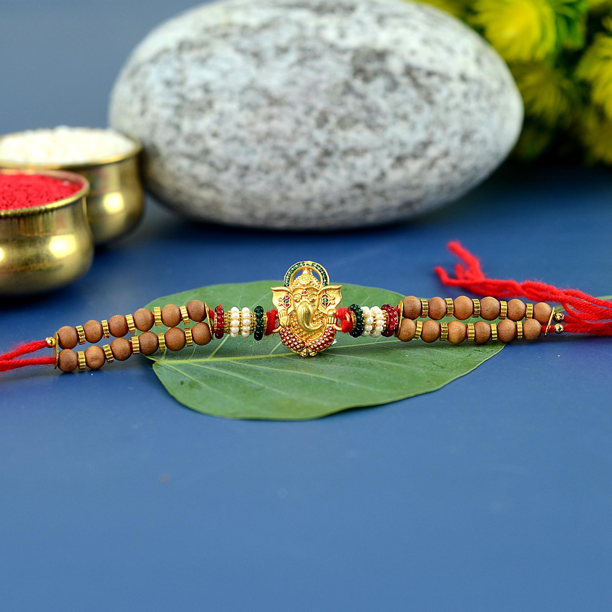 Colourful Tulsi Ganesh Rakhi | Ganesh Rakhis