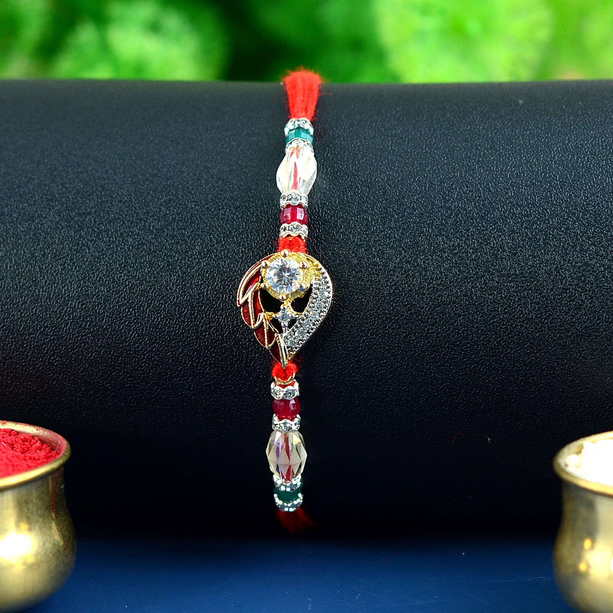 Modern Leaf Rakhi | Stones Rakhi