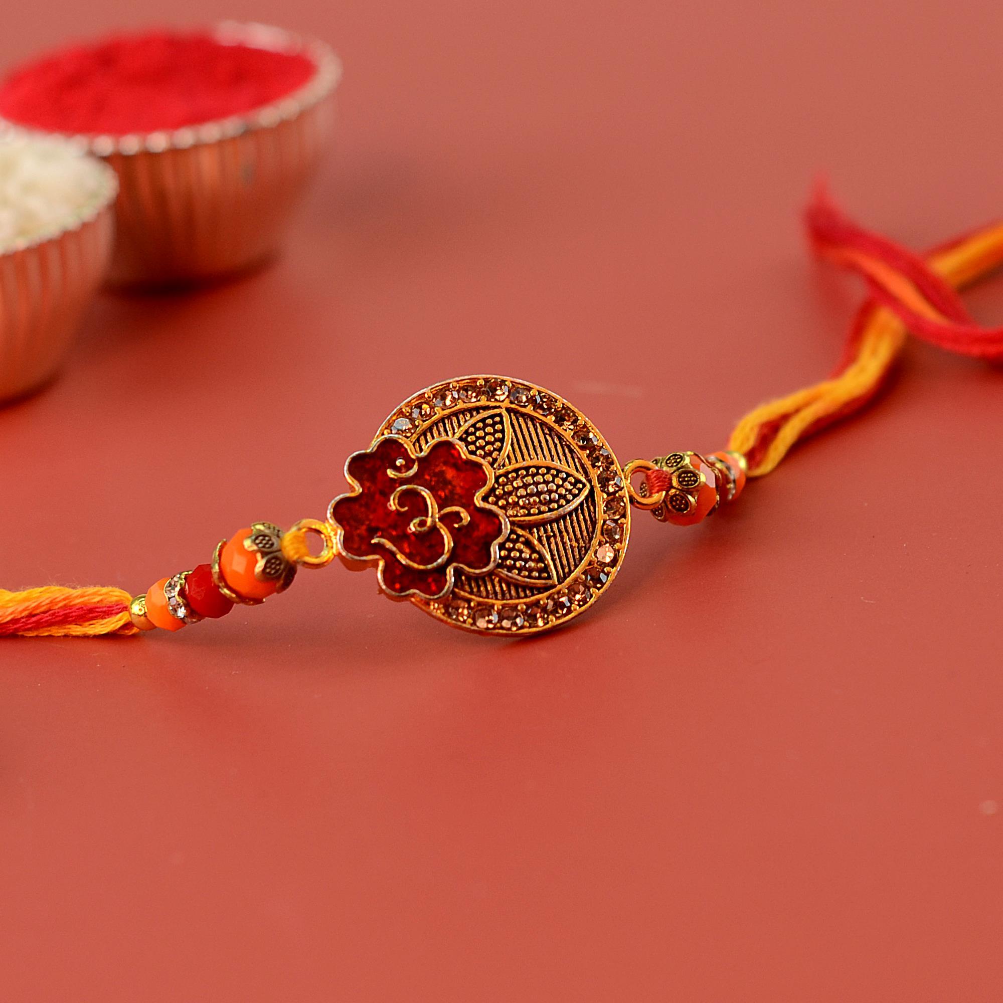 Red Resin Om Rakhi - 01 | Om Rakhi