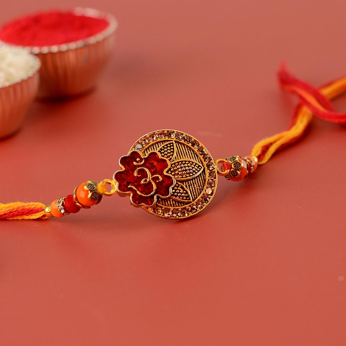 Red Resin Om Rakhi - 01 | Om Rakhi
