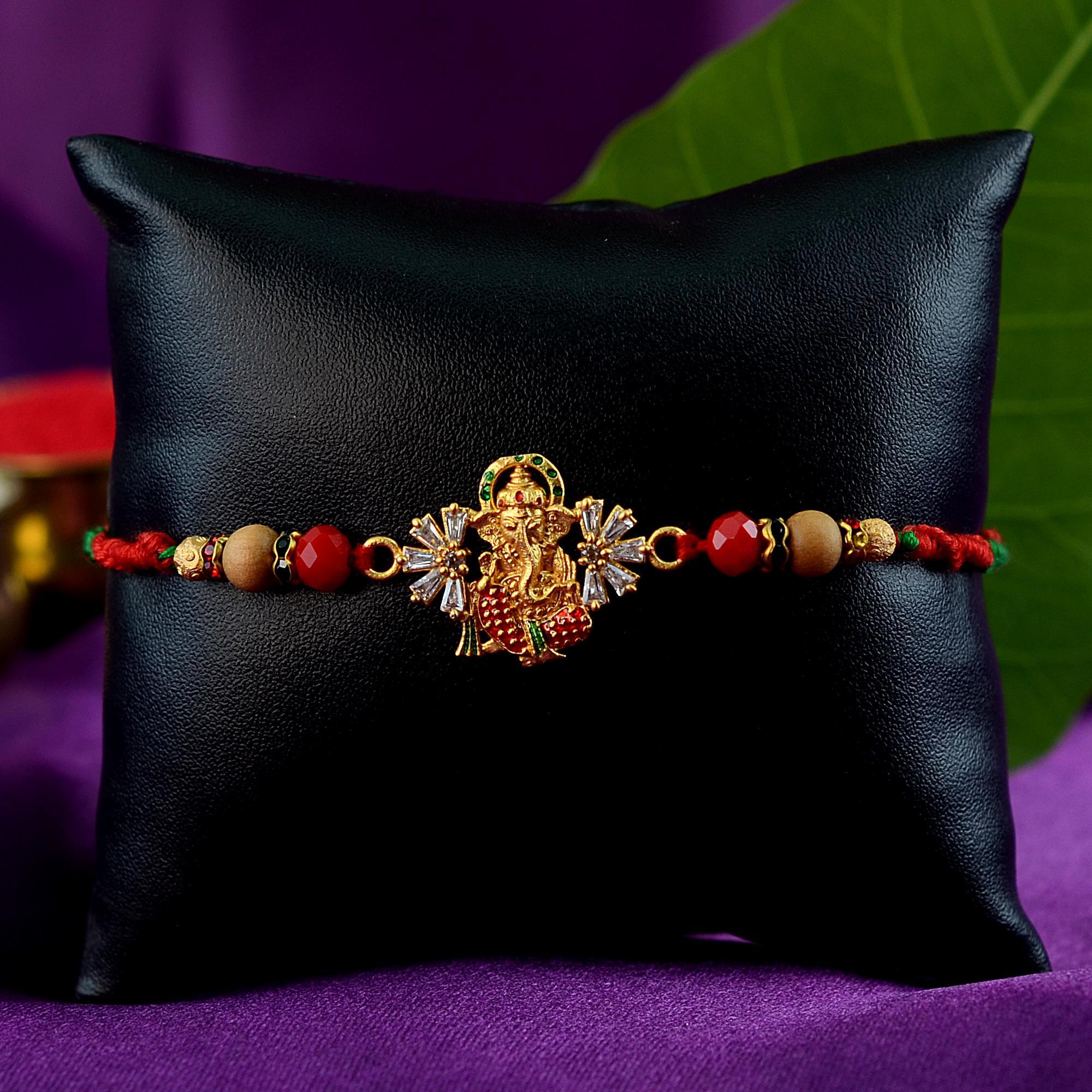 Colourful Ganesh CZ Rakhi | Ganesh Rakhis