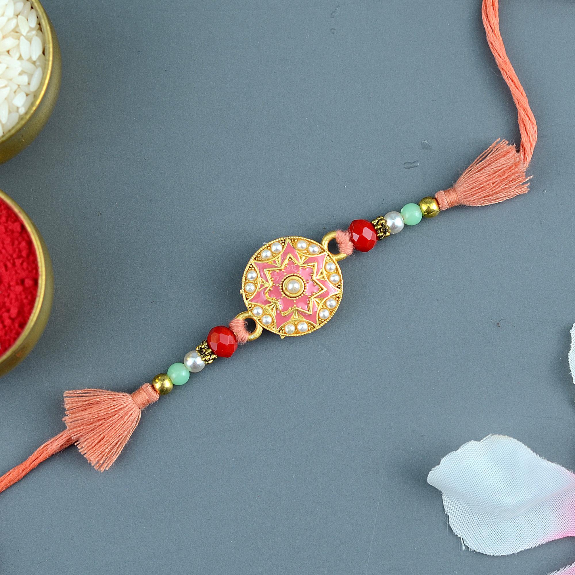 Pink Shield Rakhi FR82 | Designer Rakhi